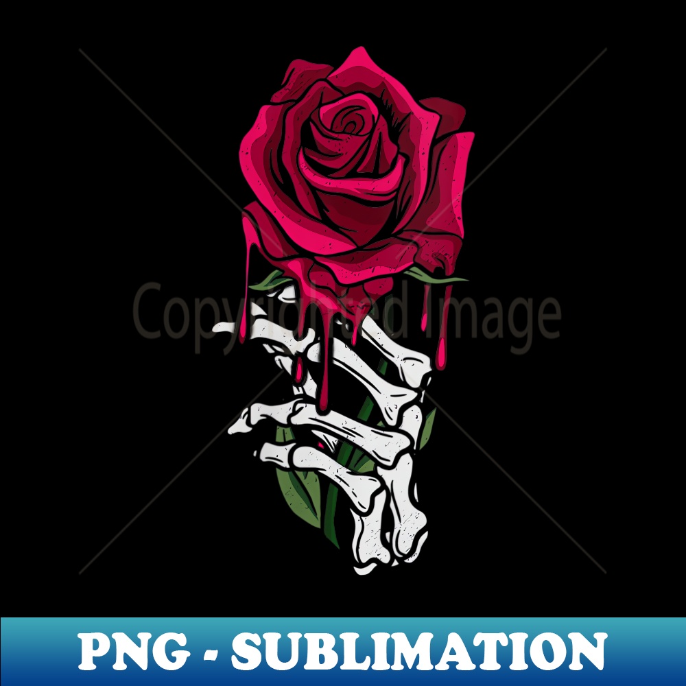 s Skeleton Hand Bleeding Red Rose Flower - Exclusive PNG Sub | Inspire ...