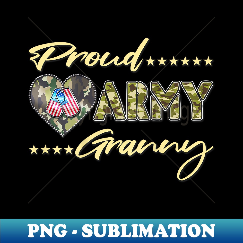 Proud Army Granny - US Flag Dog Tag Heart Military Grandma - | Inspire ...