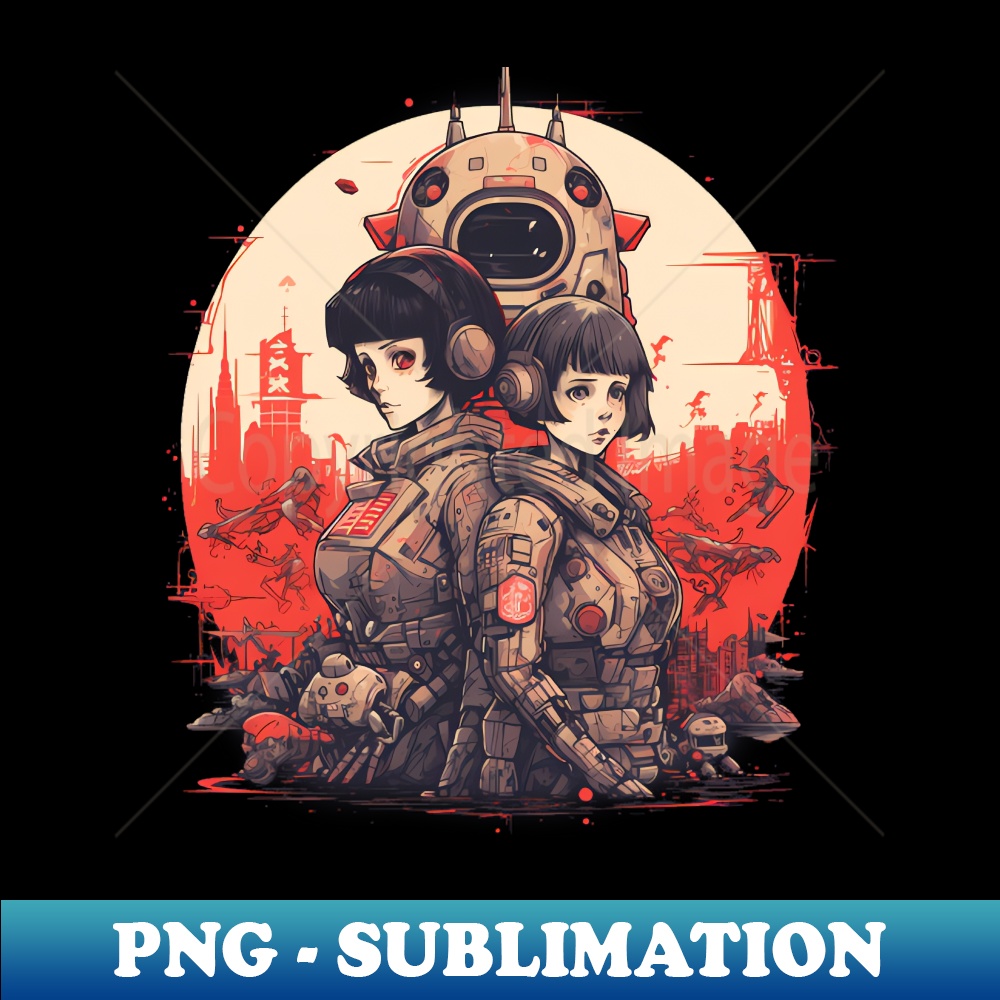 Comic-Style AI Cyborg Robot Sisters and the Apocalypse - PNG | Inspire ...