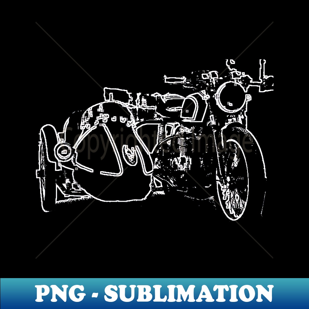 Cool Motorcycle with Sidecar Sketch Line Drawing Art - Insta - Inspire ...