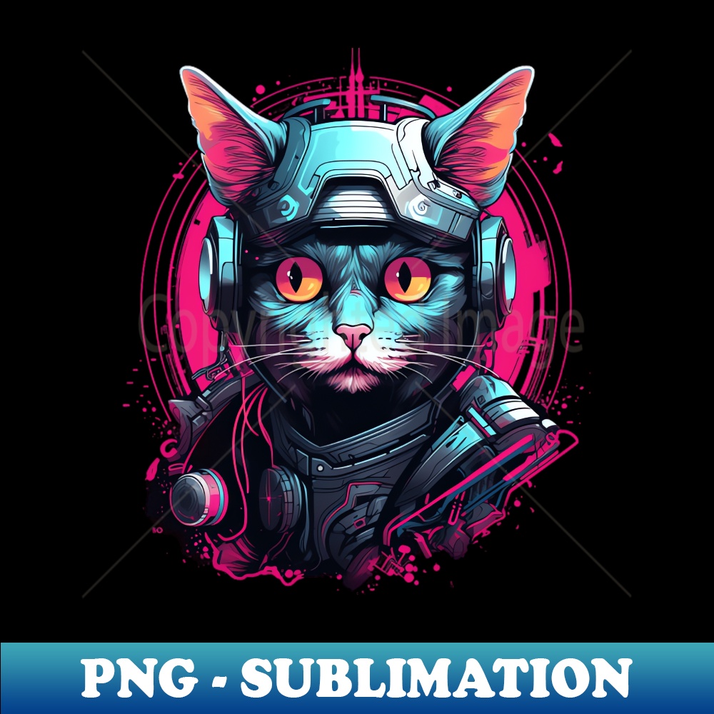 Cyberpunk Cat Cybercat Futuristic Fighter - Signature Sublim - Inspire ...