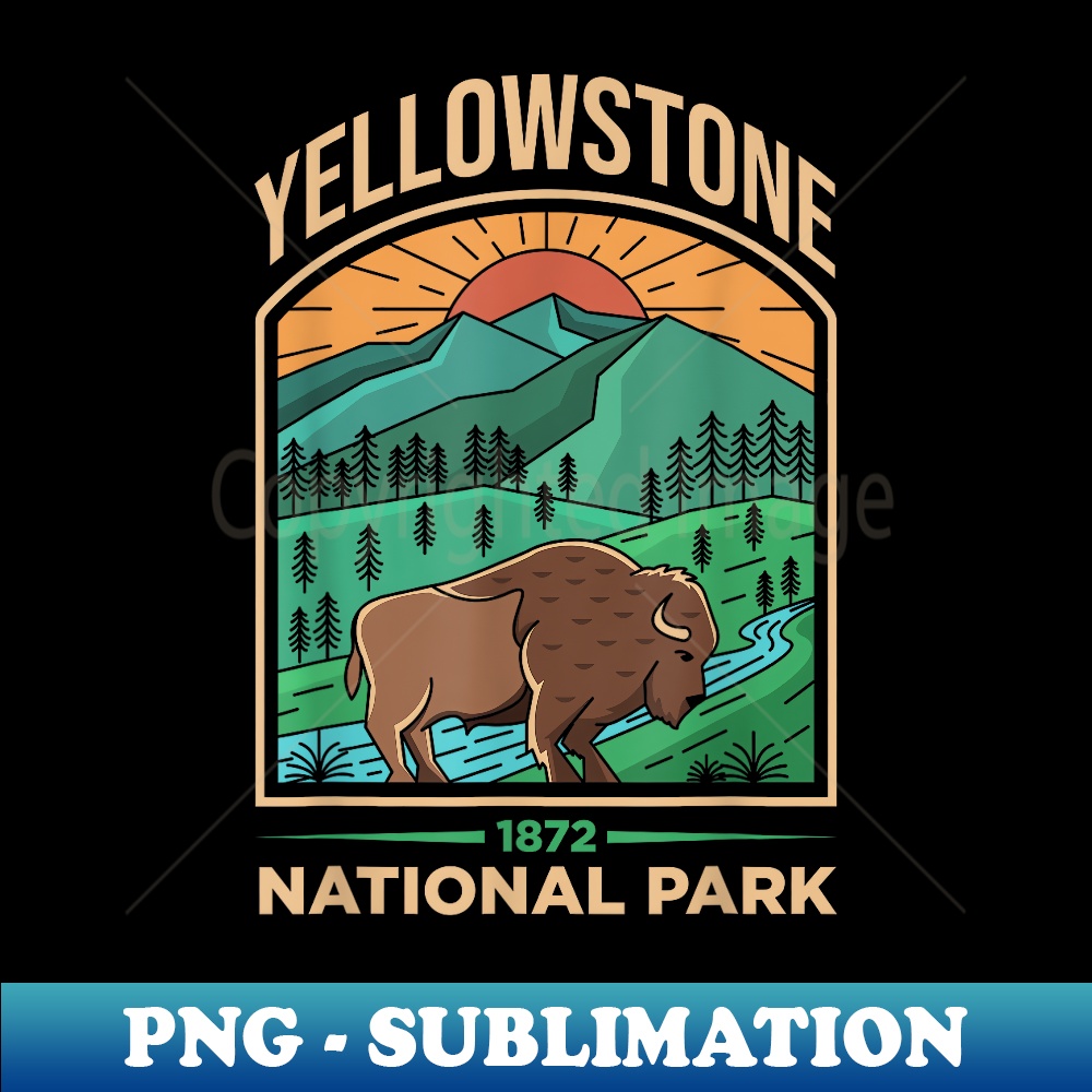 Yellowstone US National Park Bison Vintage - PNG Transparent - Inspire ...