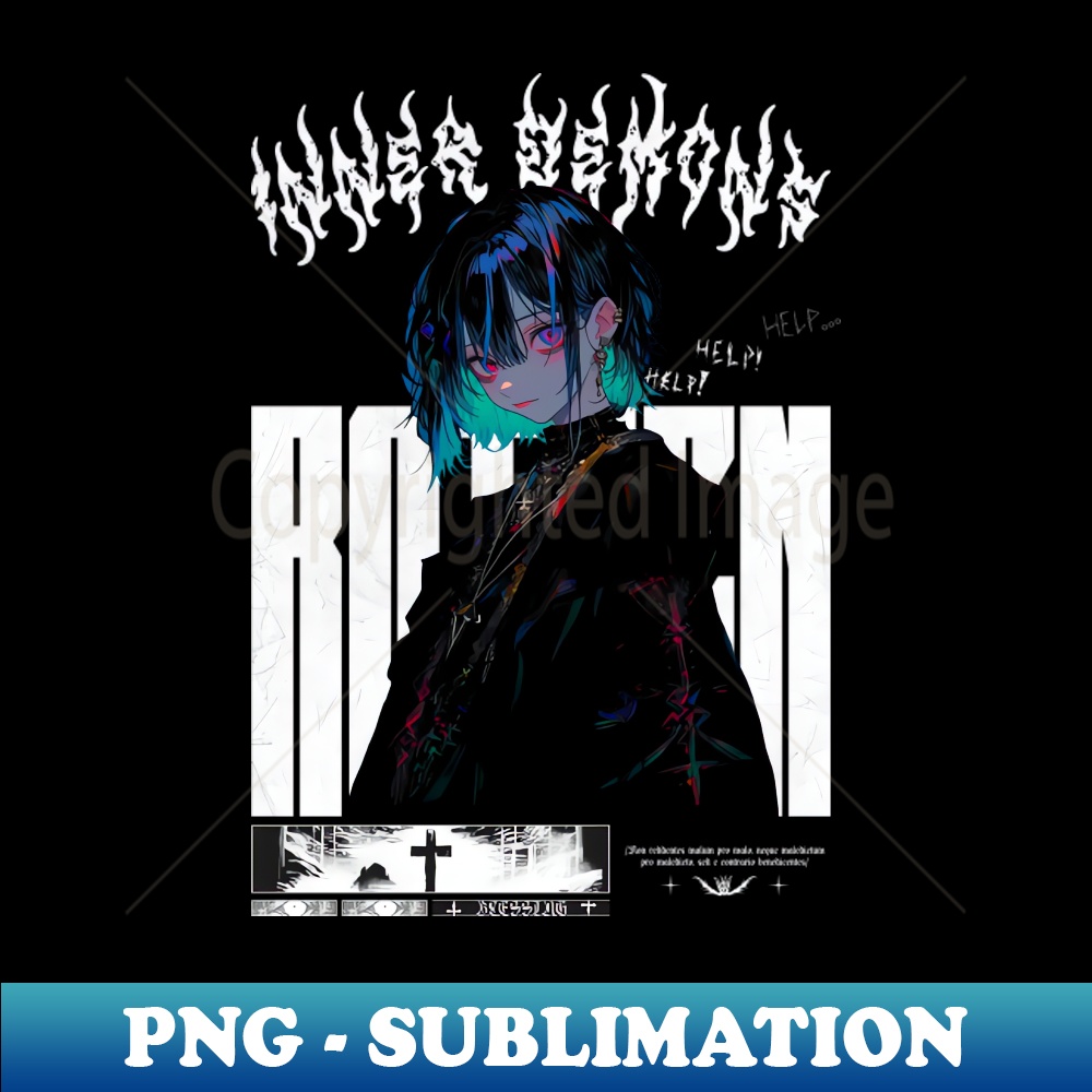 Inner Demons Anime Girl - PNG Transparent Sublimation File - | Inspire ...
