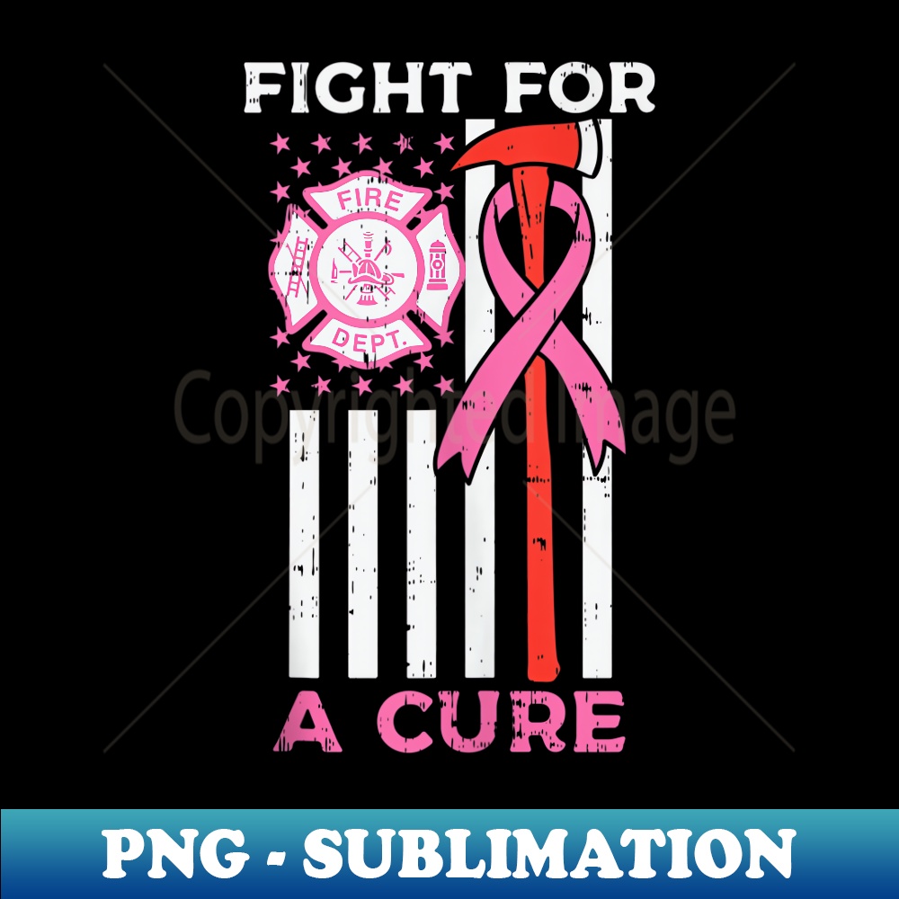 Fight For A Cure Firefighter US Flag Breast Cancer Awareness | Inspire ...