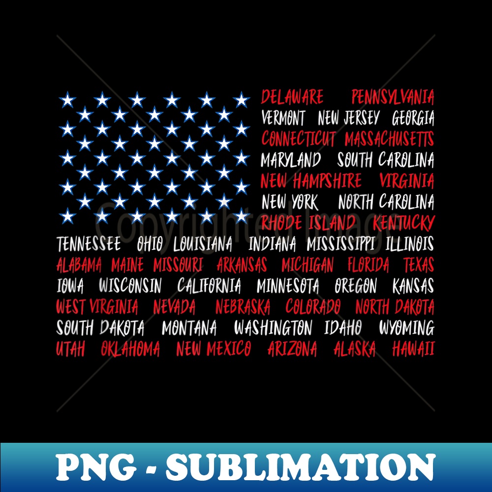 American Flag, USA, Stripes with State Names - PNG Transpare | Inspire ...
