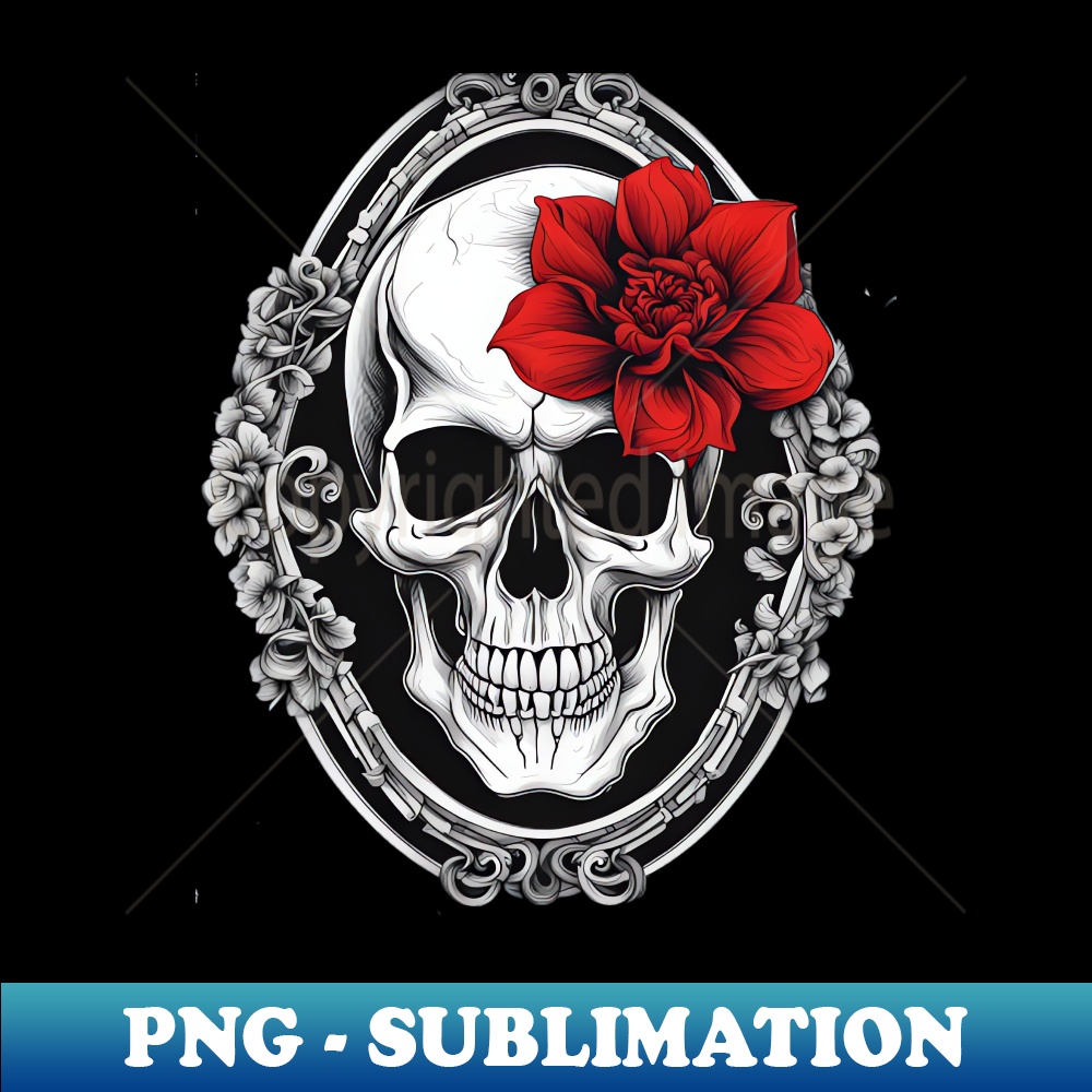 Skull and red rose - Instant PNG Sublimation Download - Perf | Inspire ...