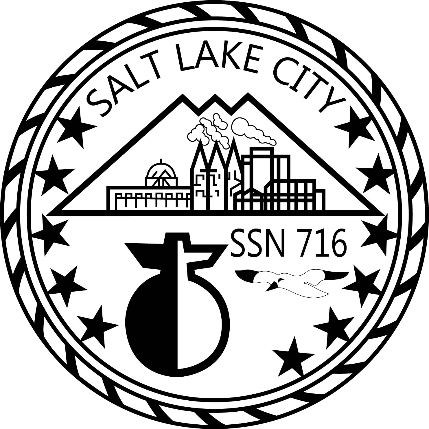 SALT LAKE CITY SSN 716 PATCH VECTOR FILE Black white vector | Inspire ...