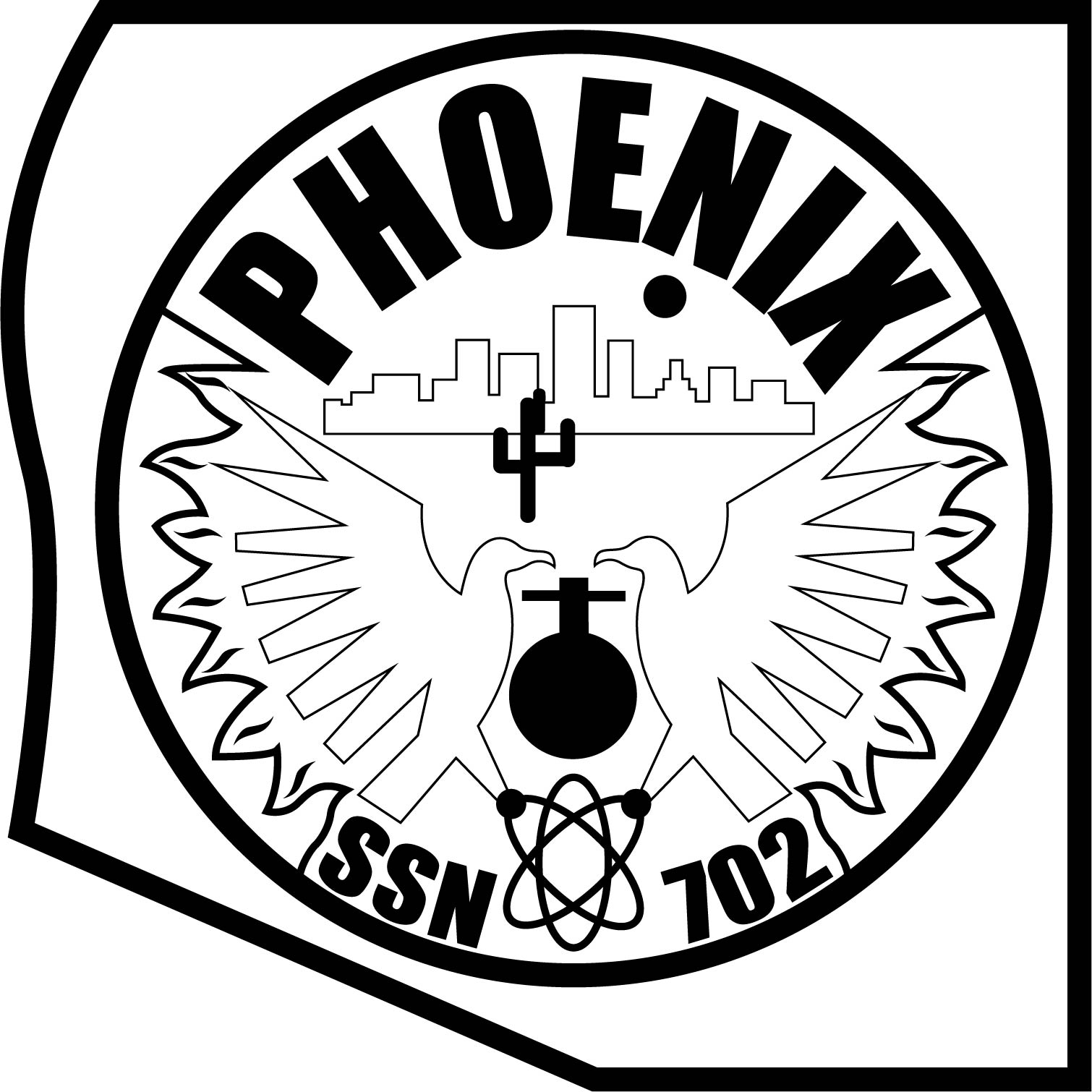 PHOENIX SSN 702 PATCH VECTOR FILE Black white vector outline | Inspire ...