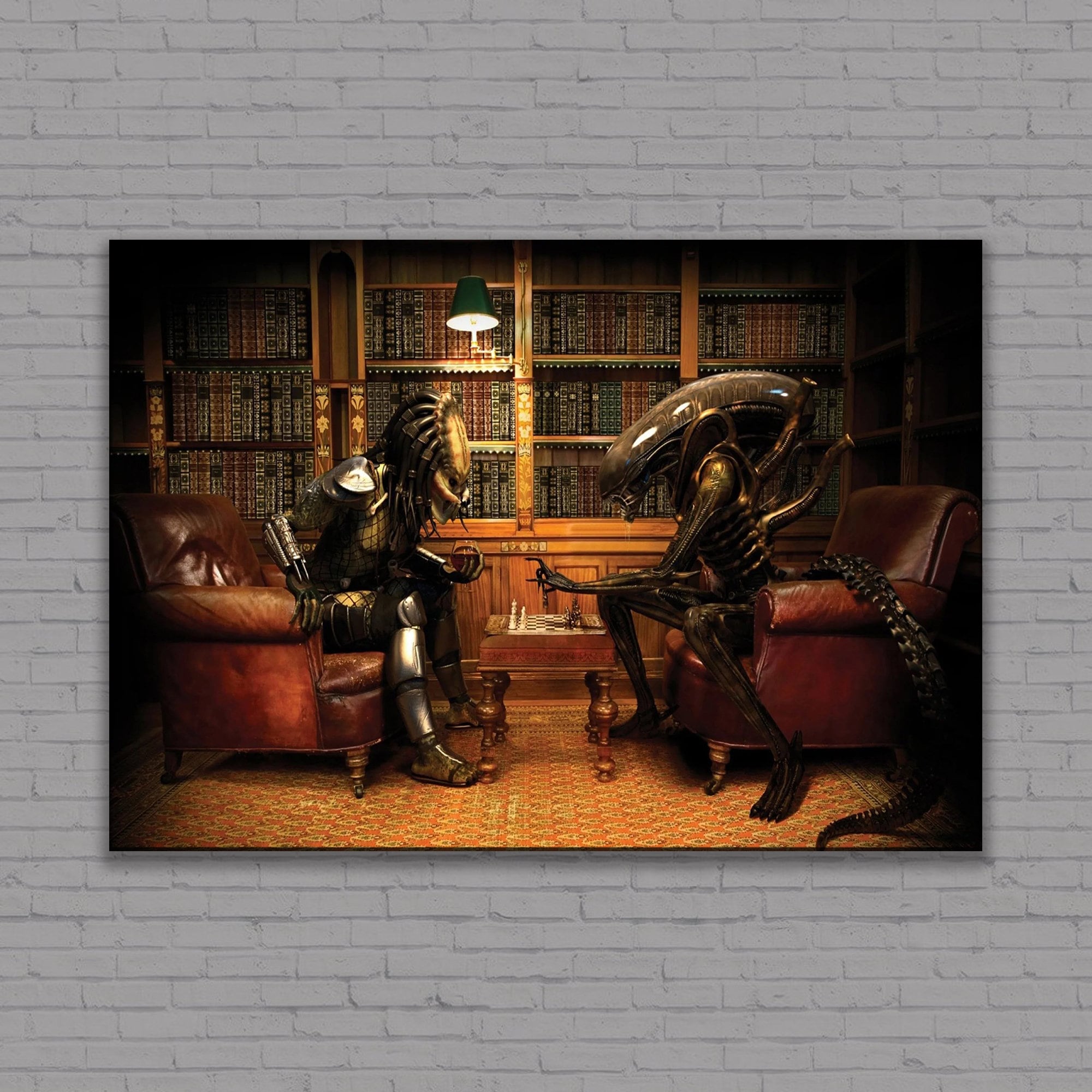 Alien vs Predator Playing Chess Wall Art, Freadtor Wall Art, | Inspire ...
