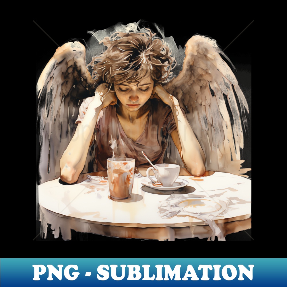 Wake up my Angel Watercolor Style Morning Coffee - Retro PNG | Inspire ...