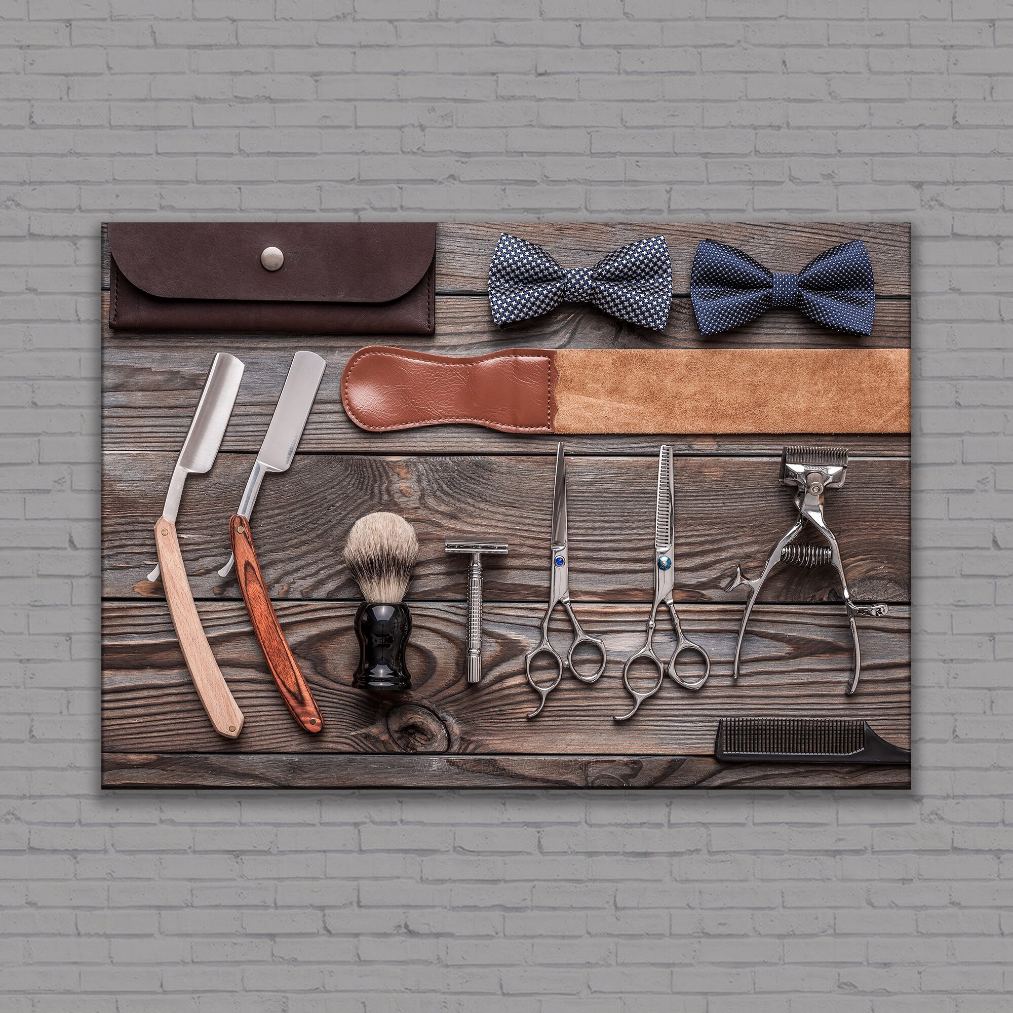 Retro Barbershop Canvas Wall Art, Barber Tools Rolled Canvas | Inspire ...
