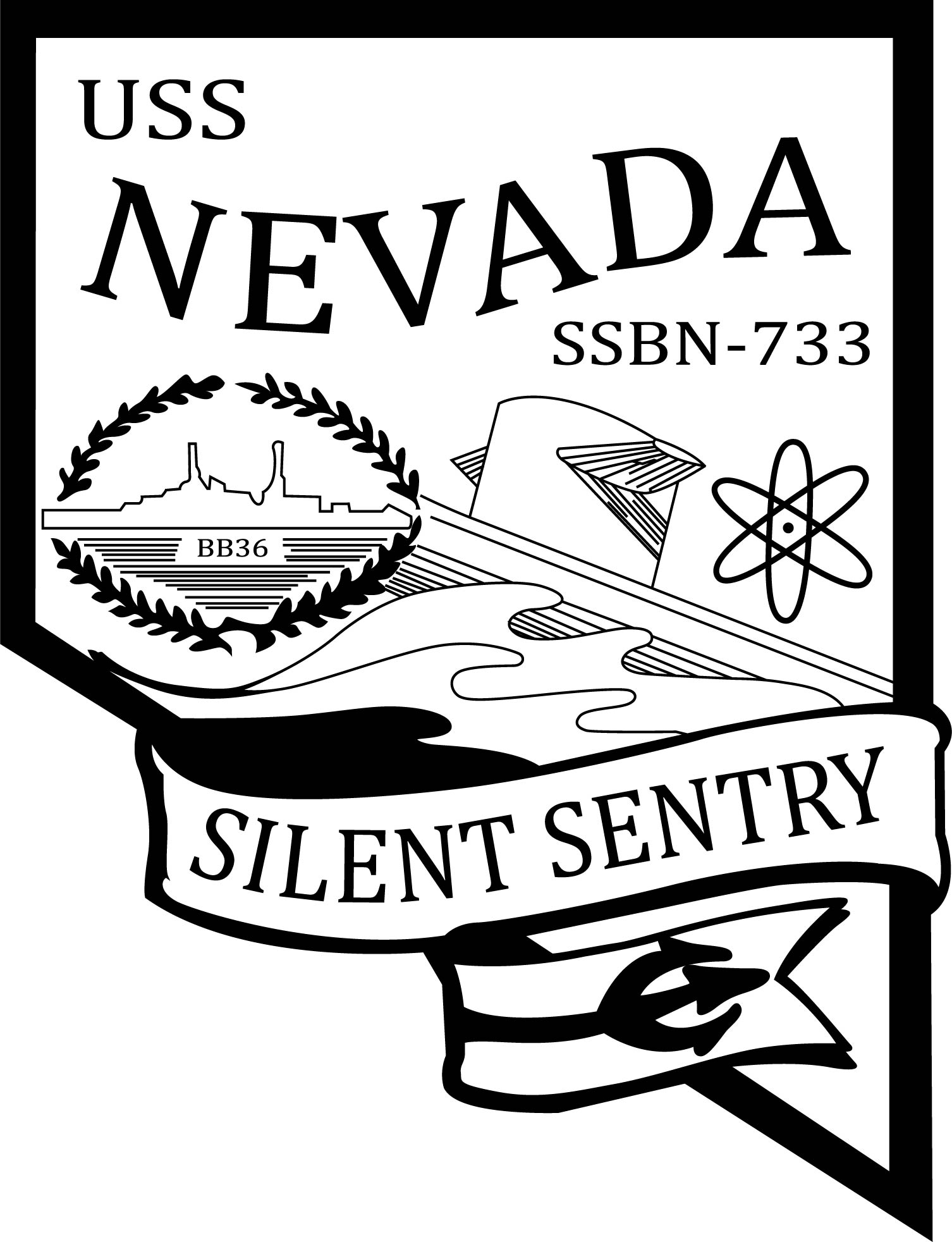 USS NEVADA SSBN-733 BB36 SILENT SENTRY PATCH VECTOR FILE SVG | Inspire ...