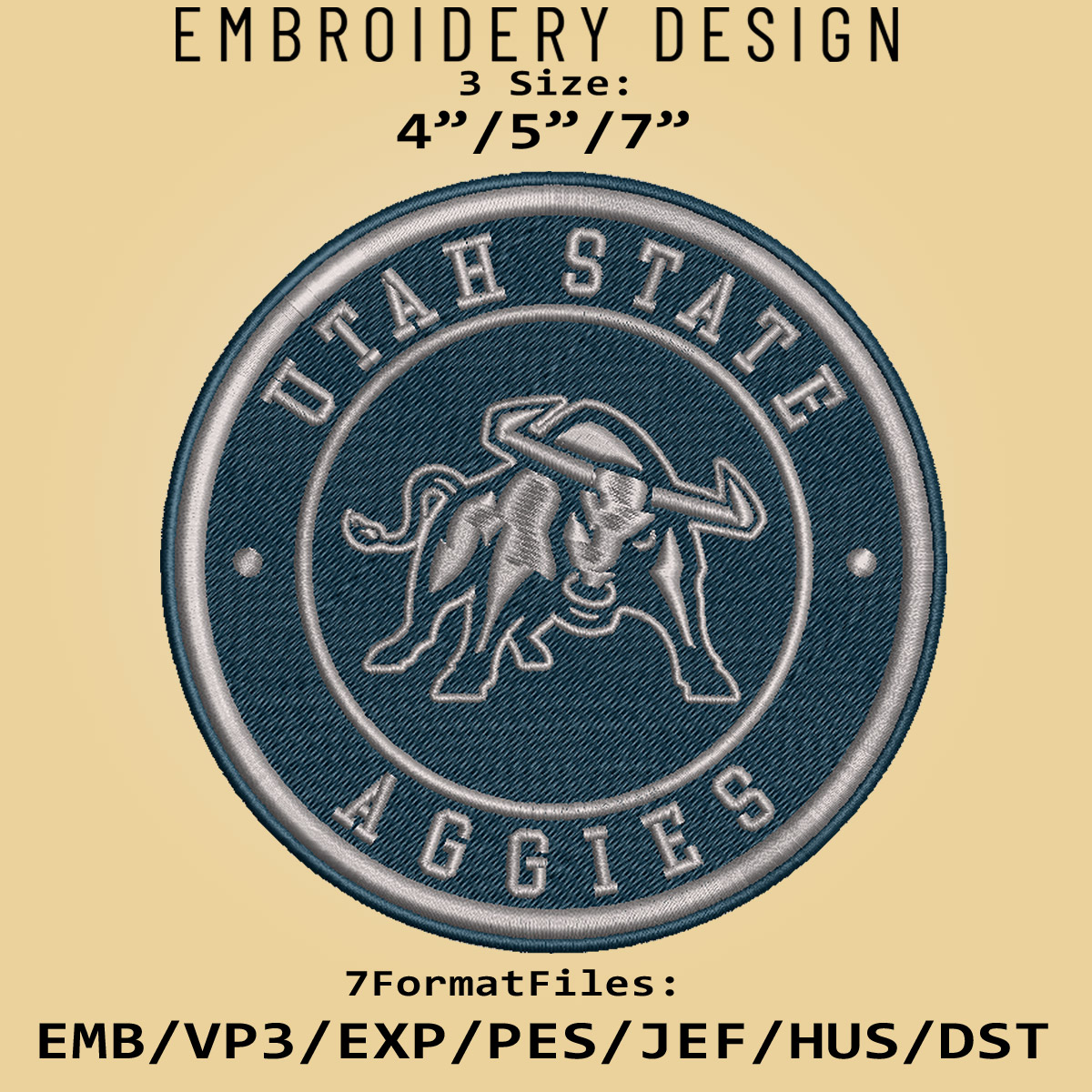NCAA Logo Utah State Aggies, Embroidery design, Embroidery F | Inspire ...
