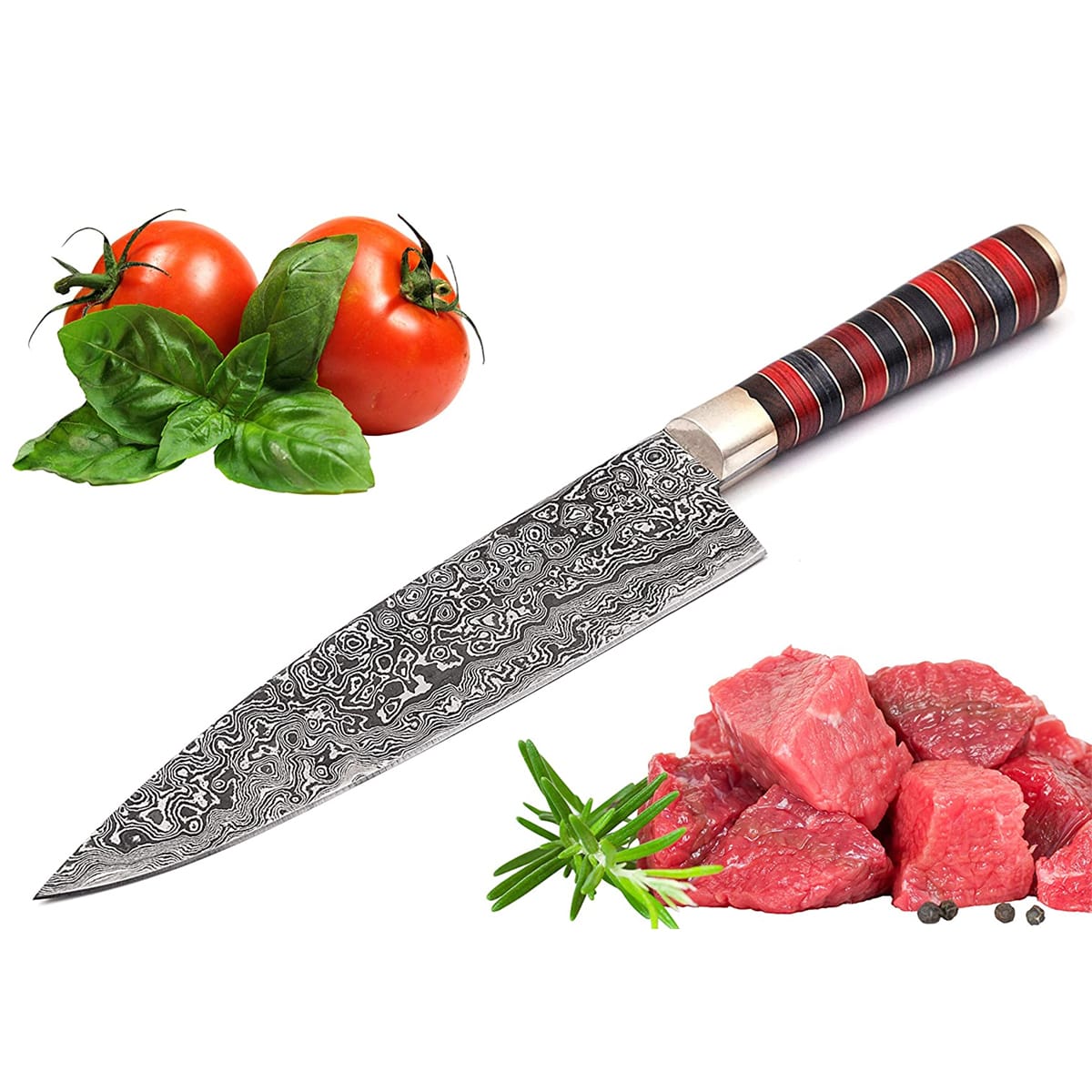 Beautiful Handforged Damascus Chef Knife Blend | Inspire Uplift