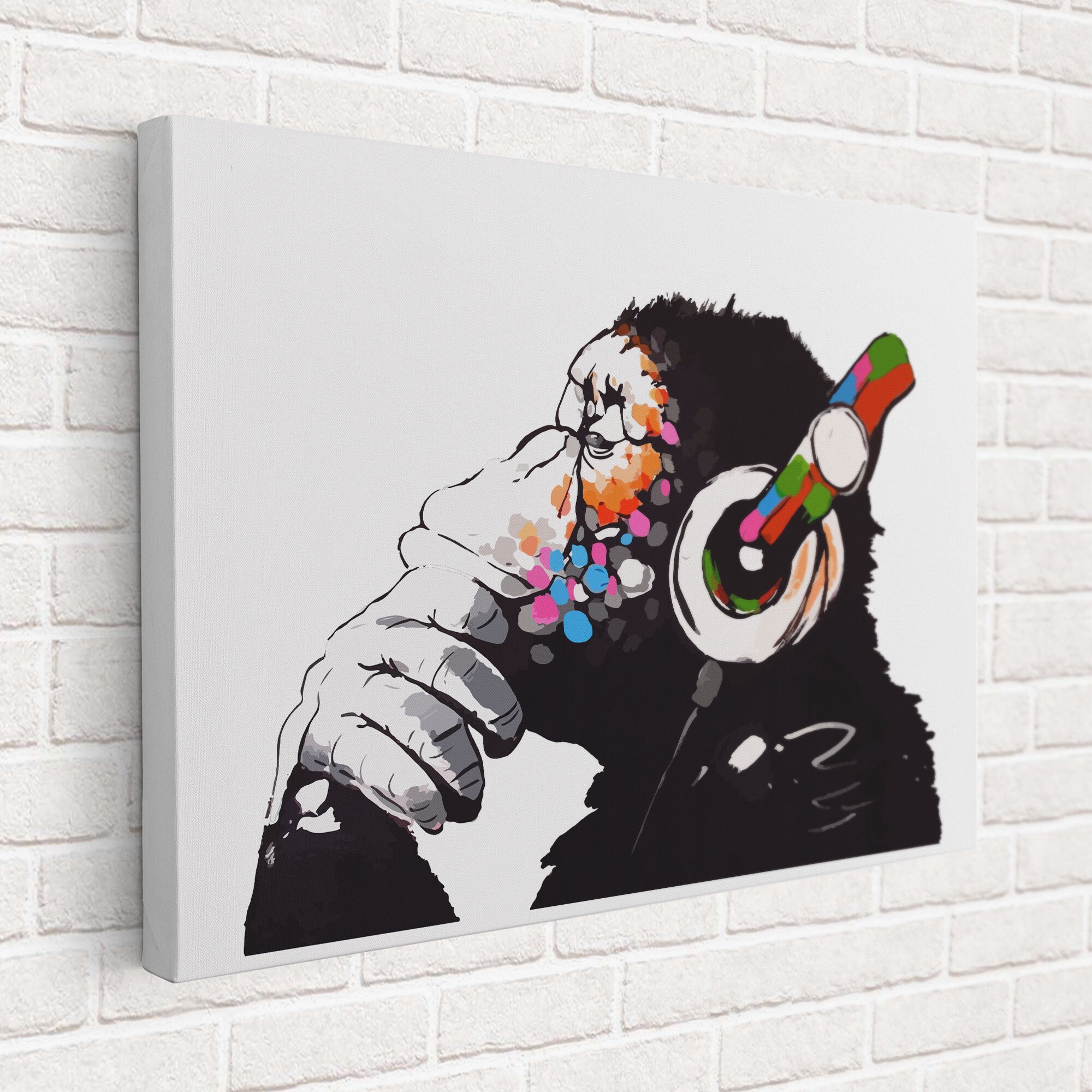 Banksy Thinking Monkey Canvas, Street Graffiti Poster, Graff - Inspire Uplift