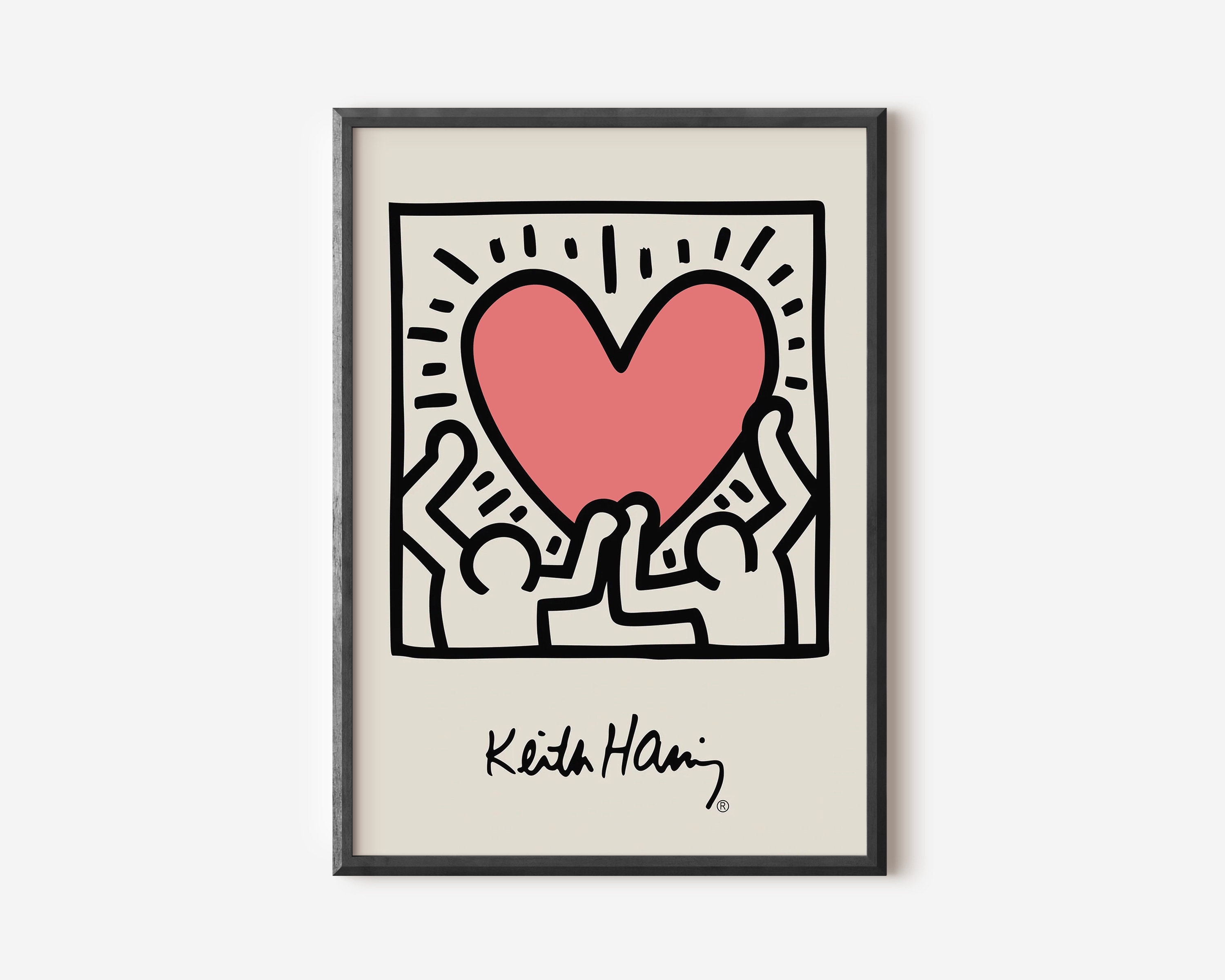 Keith Haring Love Heart Wall Art Print, Colourful Modern Art | Inspire ...