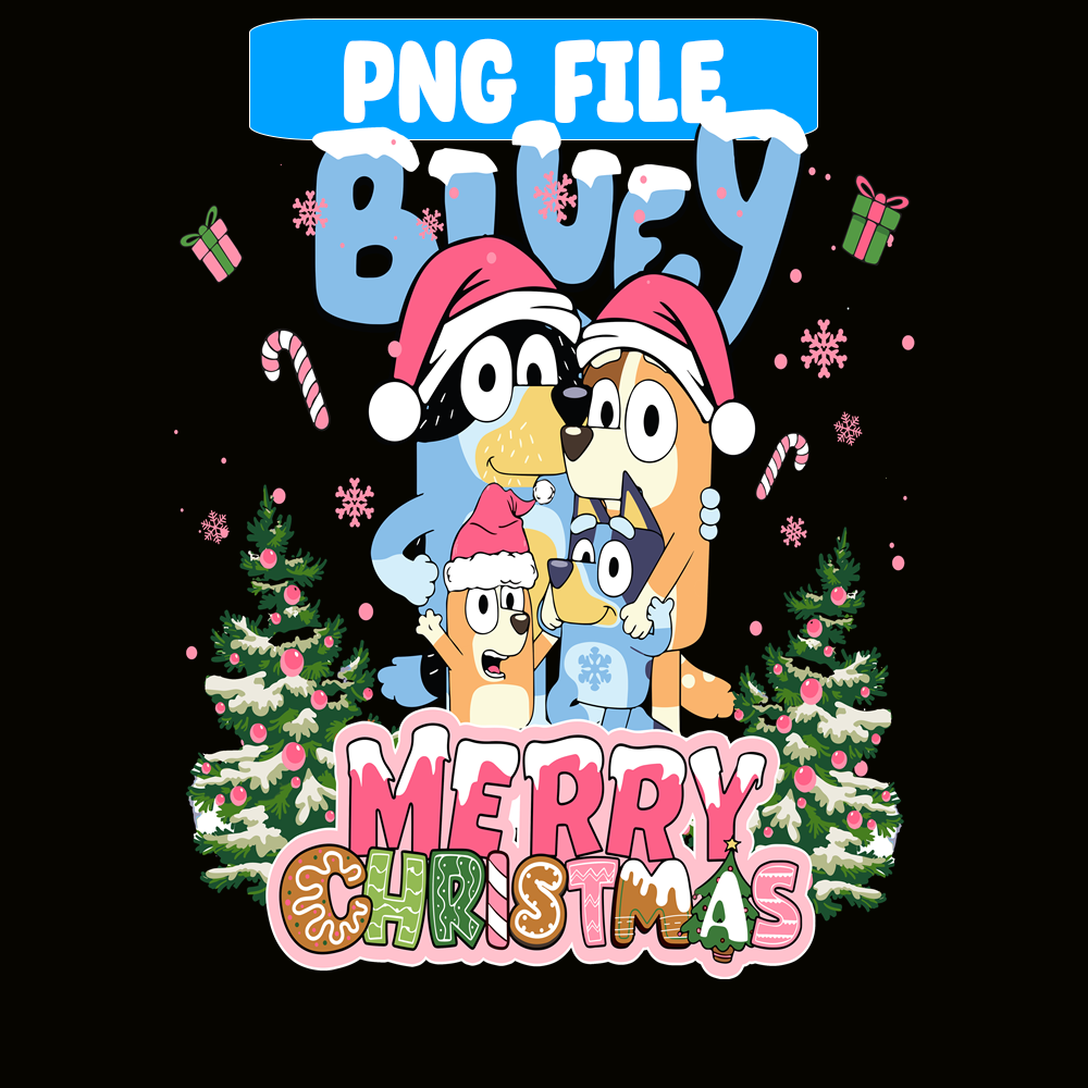 Bluey Merry Christmas PNG, Family Bluey PNG, Santa Bluey PNG - Inspire ...