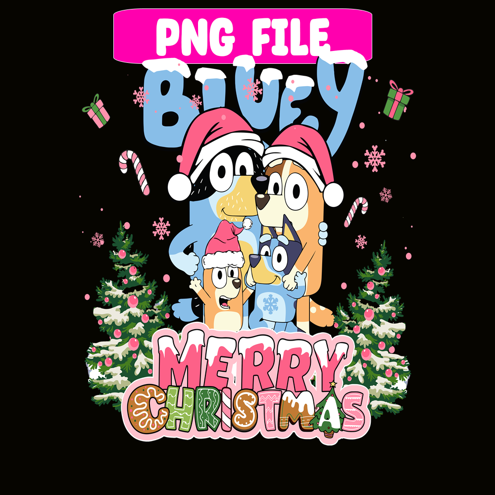 Bluey Merry Christmas PNG, Family Bluey PNG, Santa Bluey PNG | Inspire ...