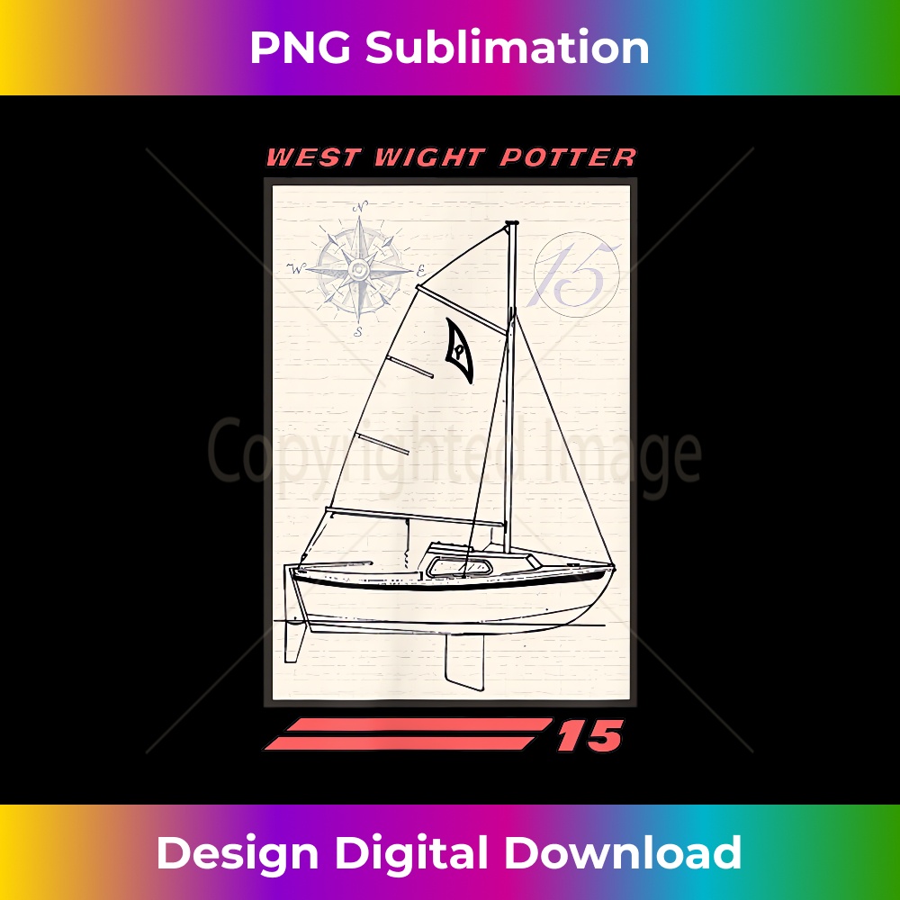 West Wight Potter 15 Sailboat Line Drawing - Deluxe PNG Subl - Inspire ...