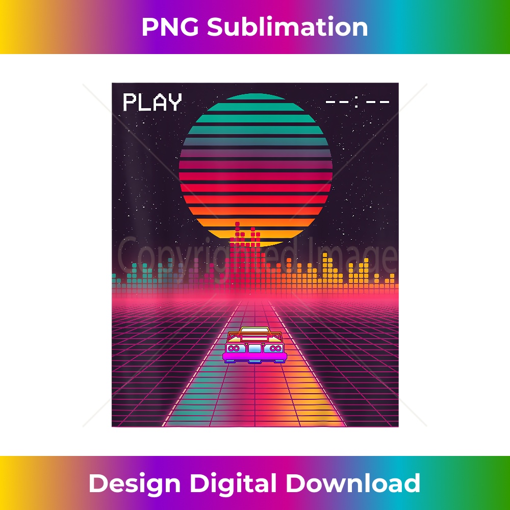 Retro 80s Cyberpunk Synthwave Sunset fast car in Outrun grid | Inspire ...