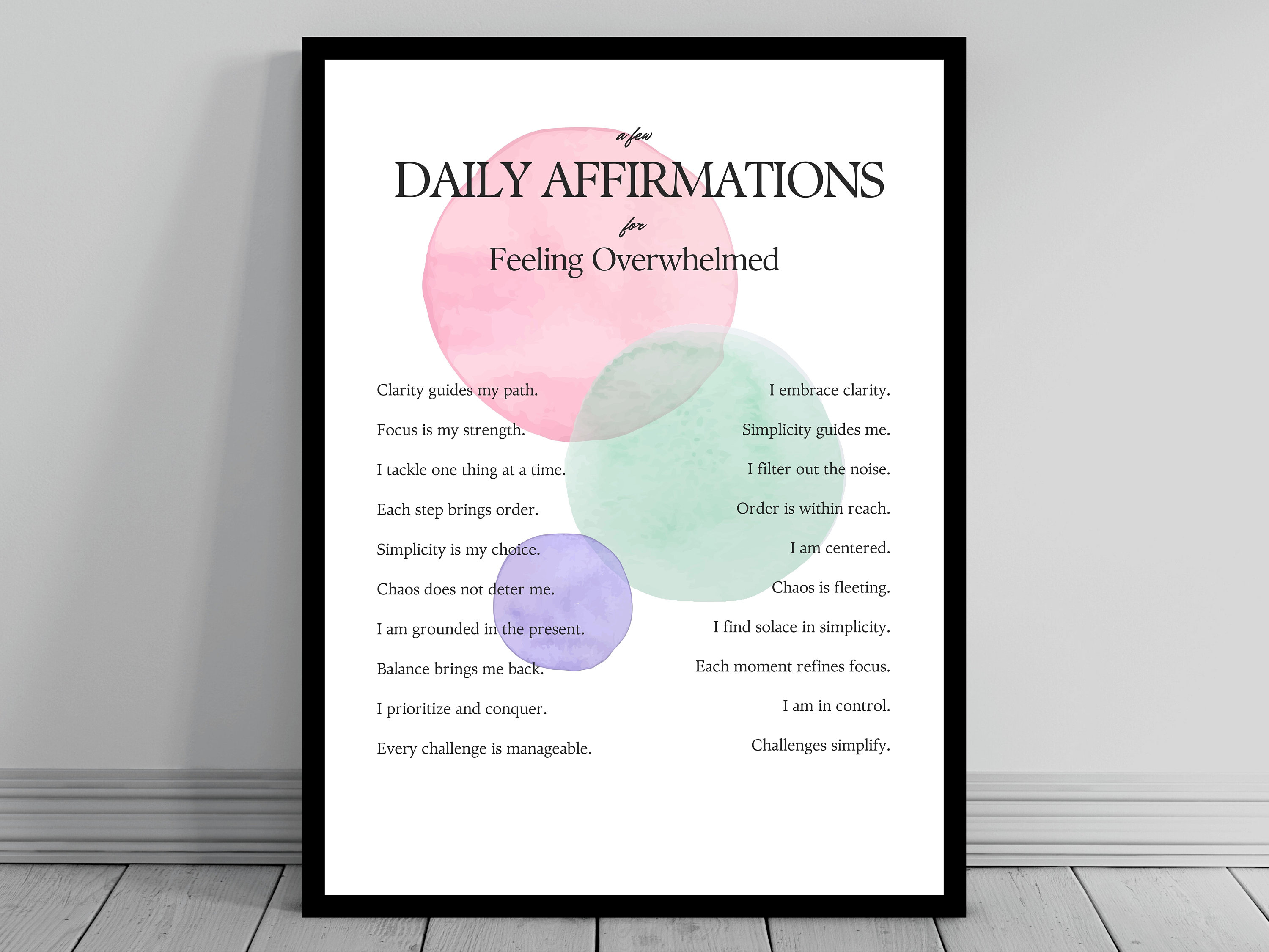 Affirmation Wall Art for Overwhelmed Self Love Positive Aff - Inspire ...