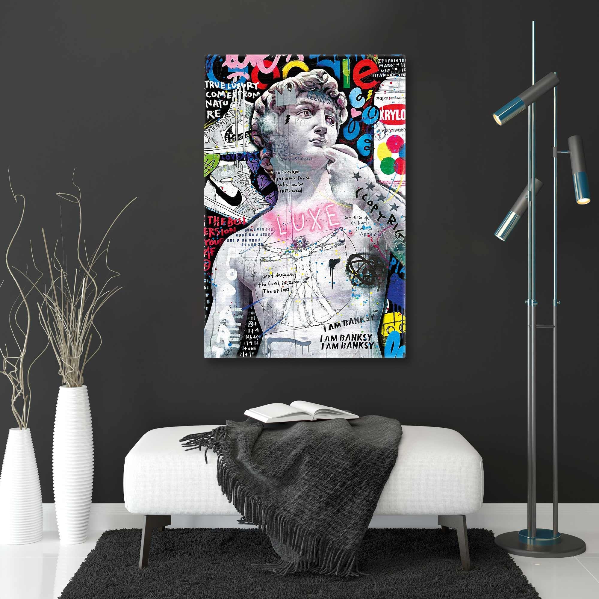 Statue of David Graffiti Street Art Michelangelo Roll Up Can | Inspire ...