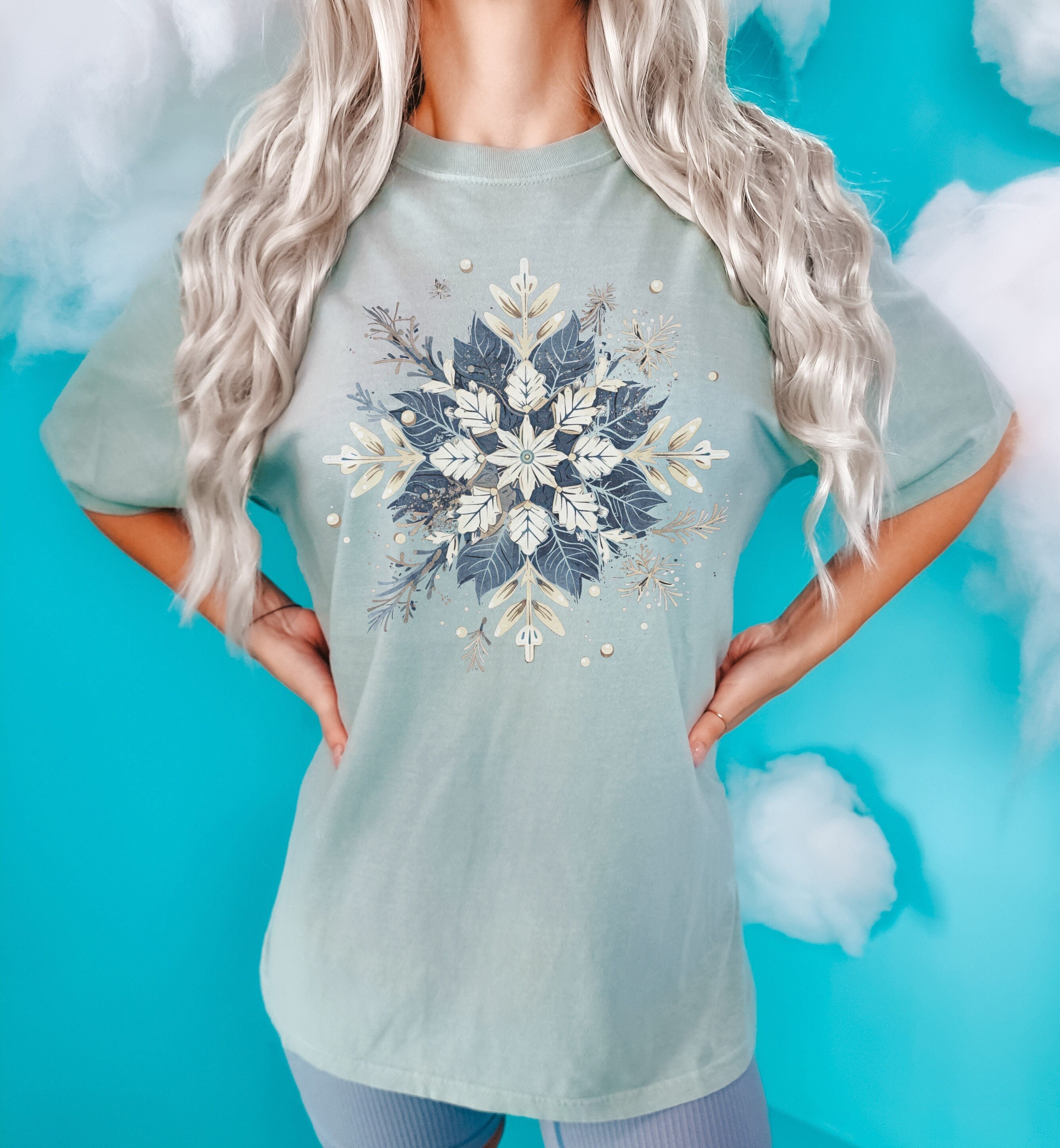 Minimalist Vintage snowflake Shirt Snow Flake TShirt Winte | Inspire Uplift