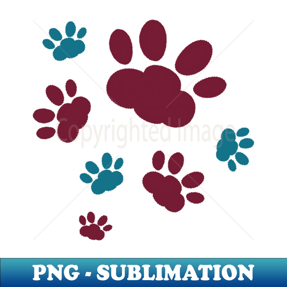 Inverted red and turquoise cat pawprints - PNG Transparent D - Inspire ...