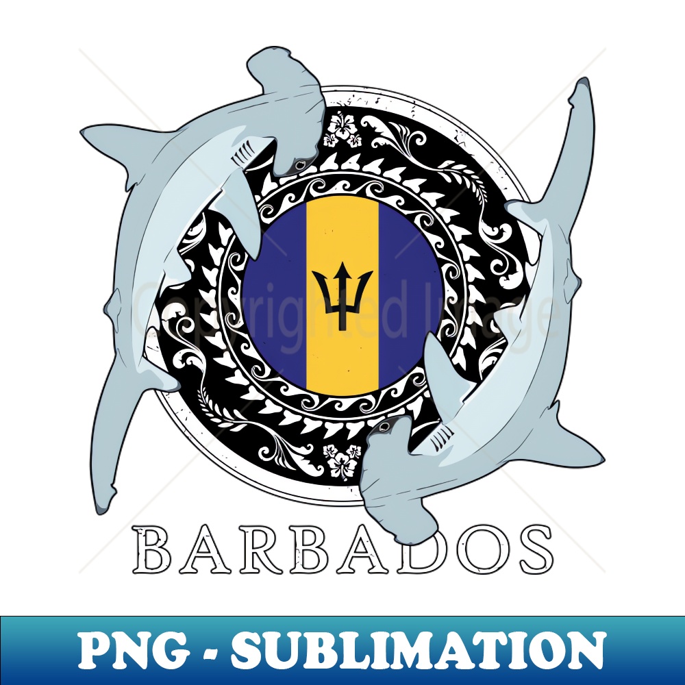 Hammerhead Shark Flag of Barbados - PNG Transparent Digital | Inspire ...