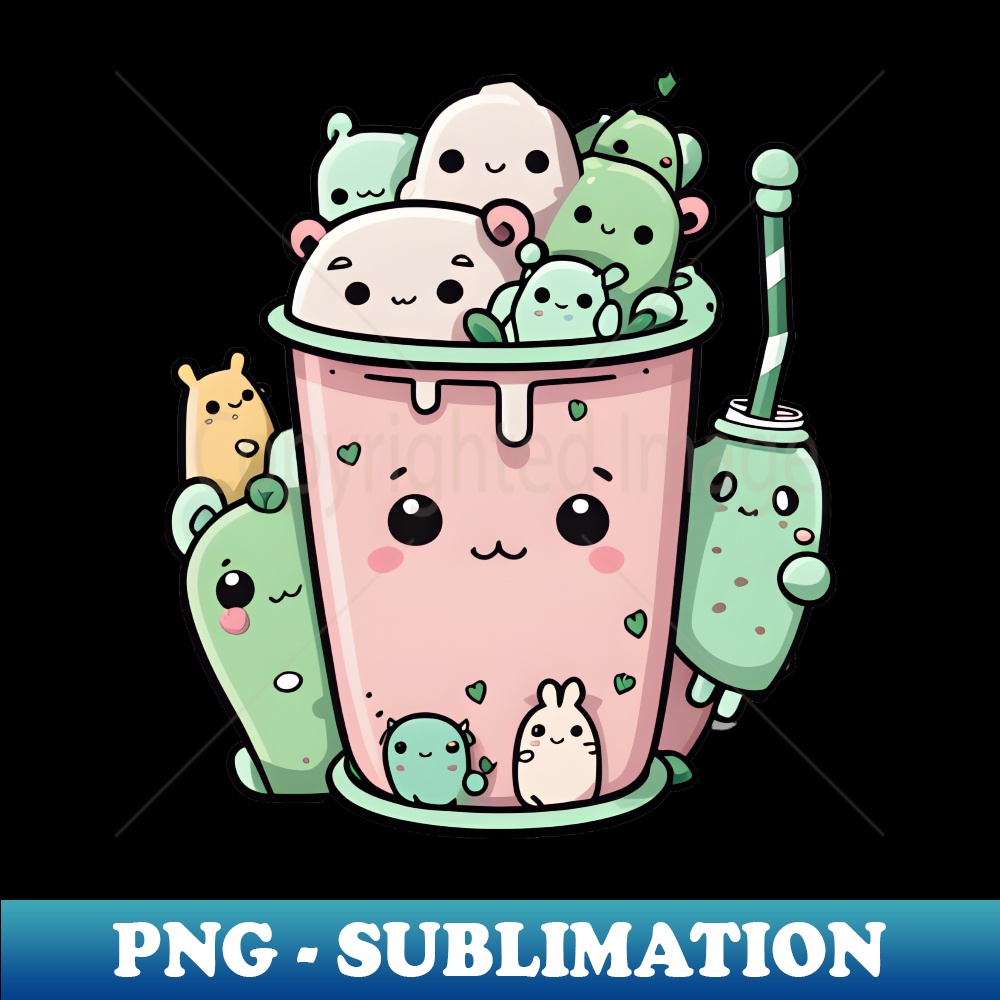 Kawaii Boba Tea with Cute Animals - PNG Sublimation Digital | Inspire ...