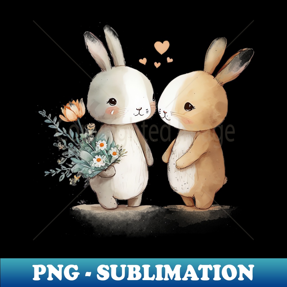 Rabbit Couple Romance Love In Valentines - Retro PNG Sublima | Inspire ...