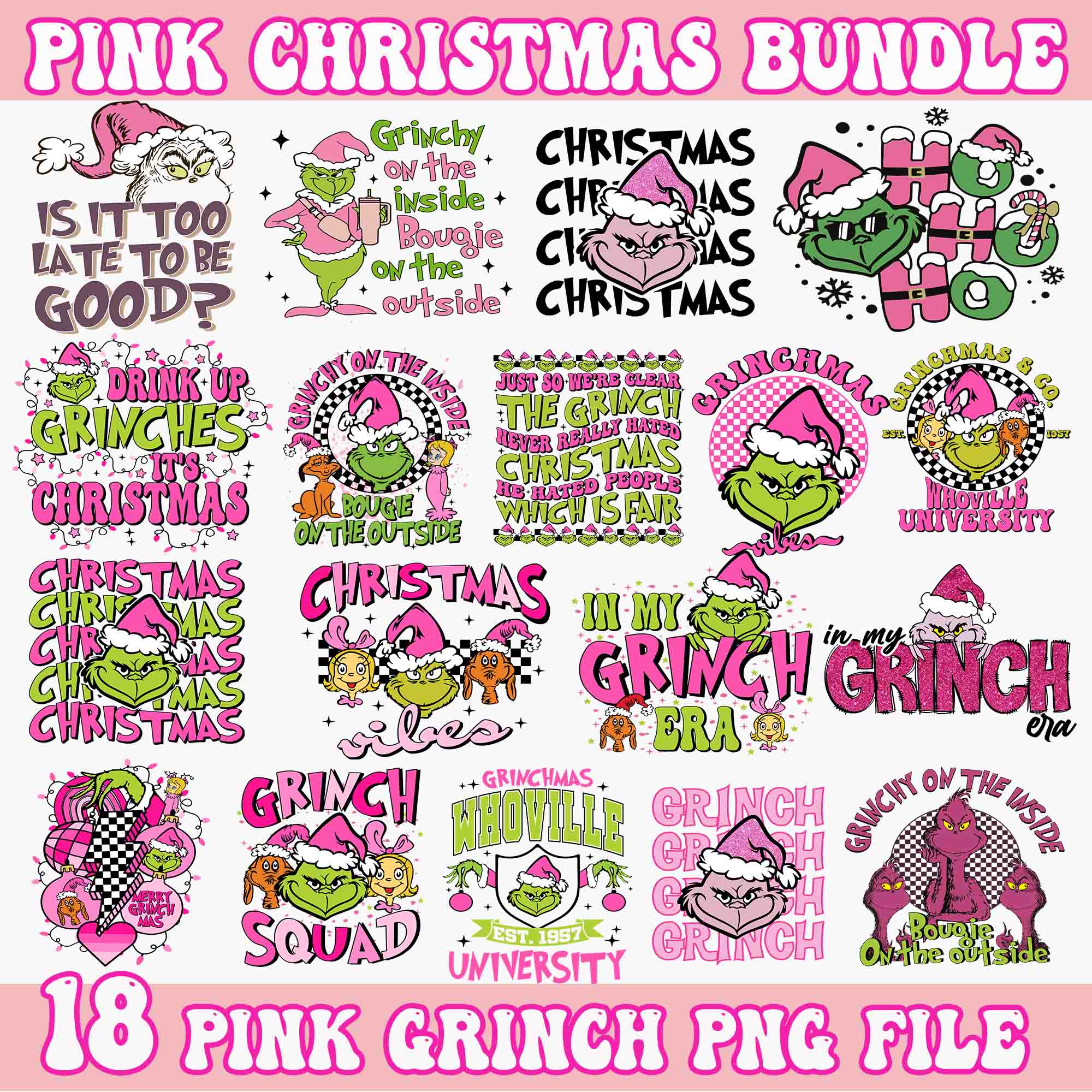 18 Pink Grinch Christmas Bundle, Grinch Bundle Png, Pink Chr | Inspire Uplift