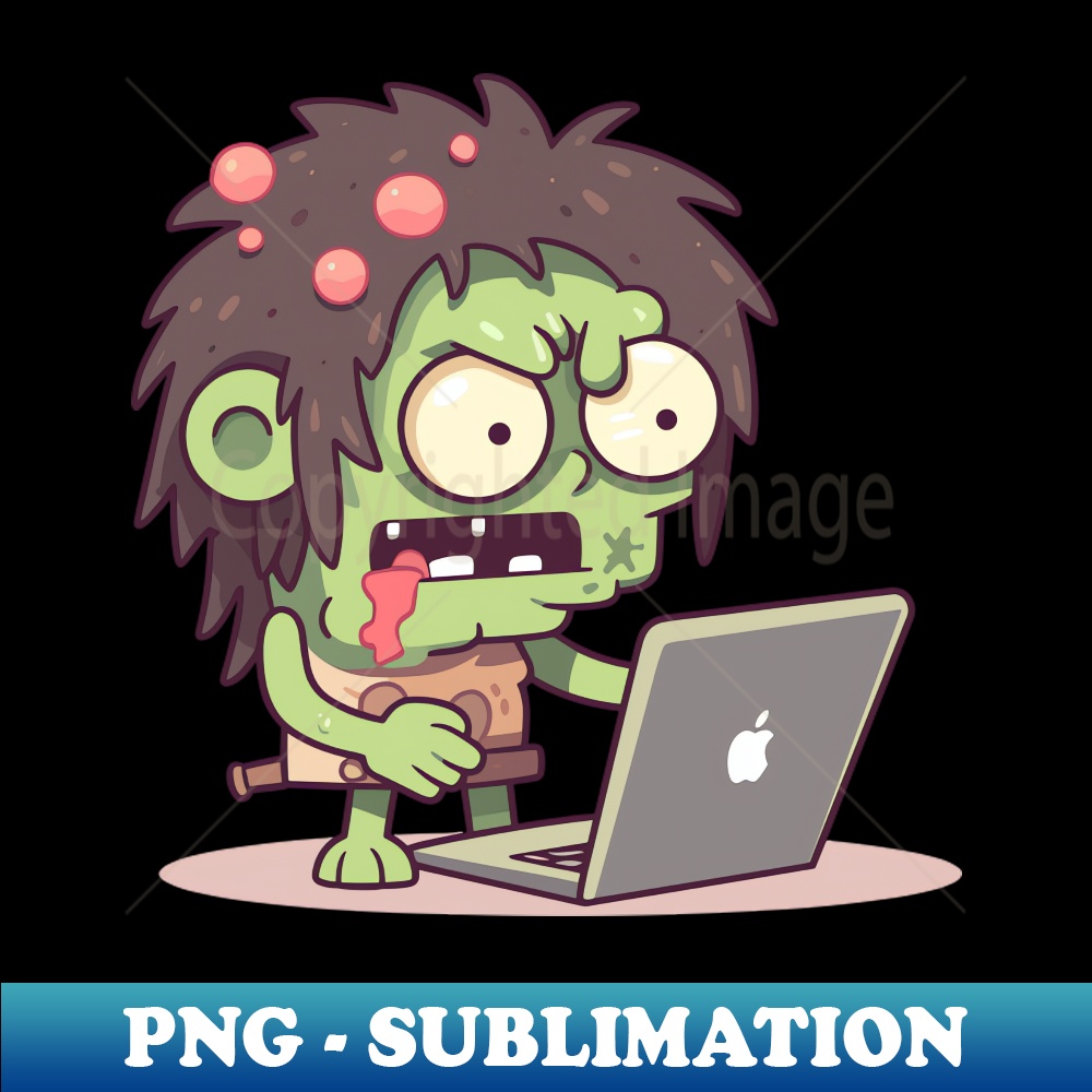 Zombie Caveman on Computer - Exclusive Sublimation Digital F | Inspire ...