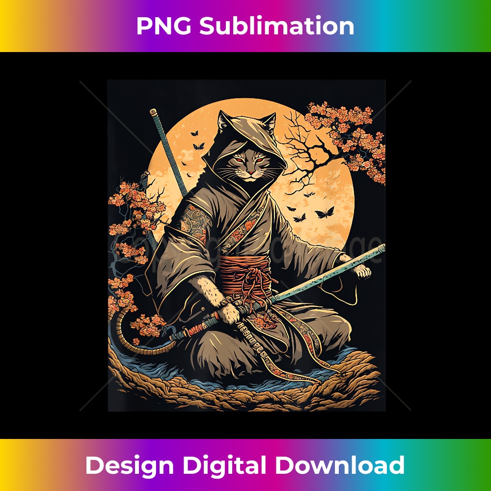 Japanese Art Cat Ninja Ukiyo-e Anime Style Samurai Cat - Bes | Inspire ...