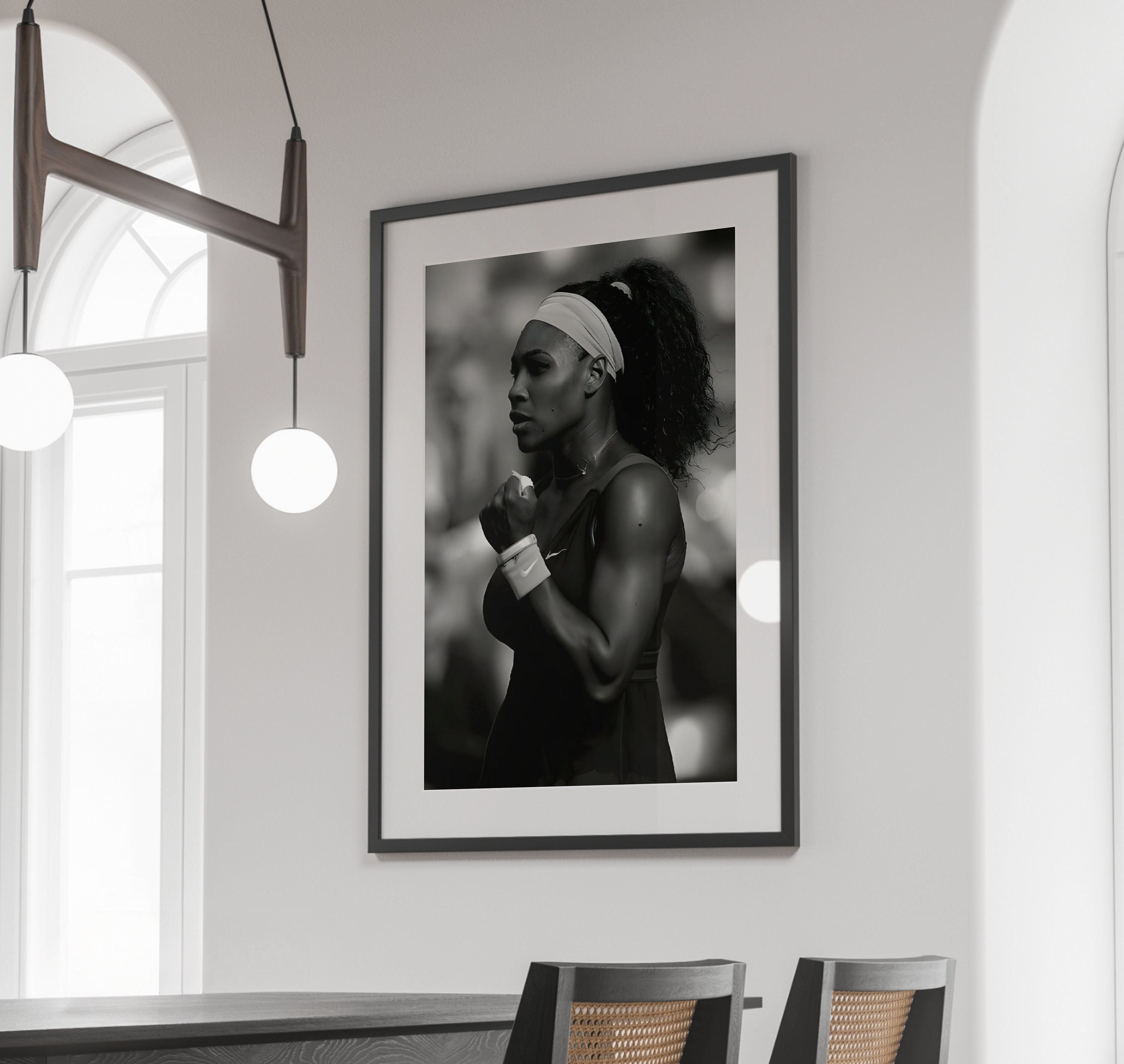 Serena Williams Poster, Black and White, Tennis Wall Art, Se | Inspire ...