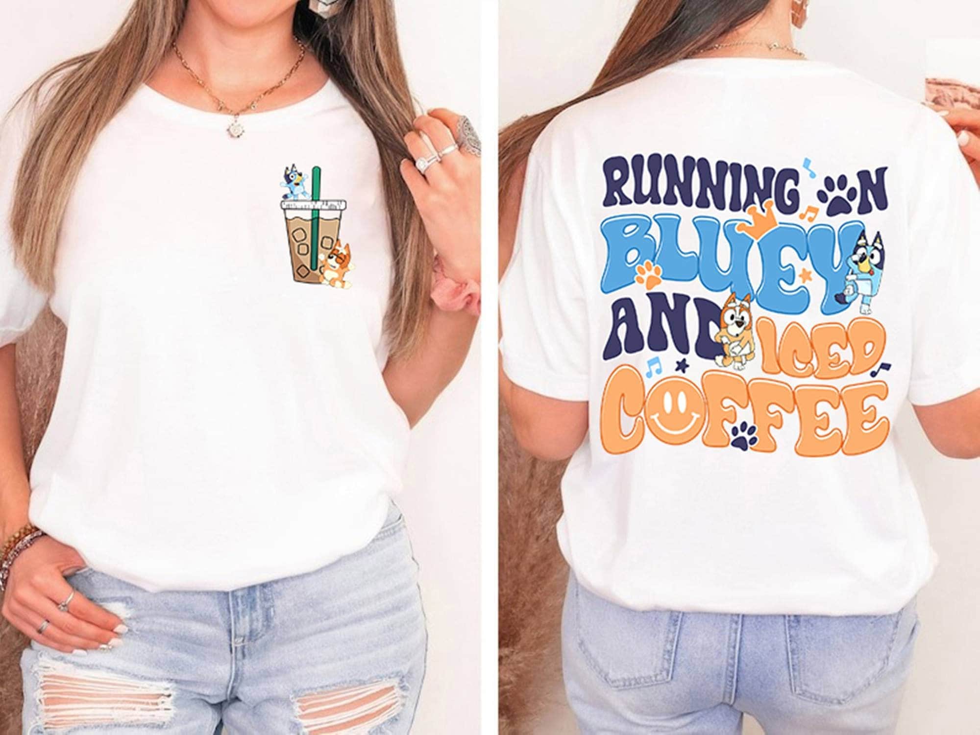 Bluey Running on Blue Dog And Iced Shirt Bluey Family Shir | Inspire Uplift