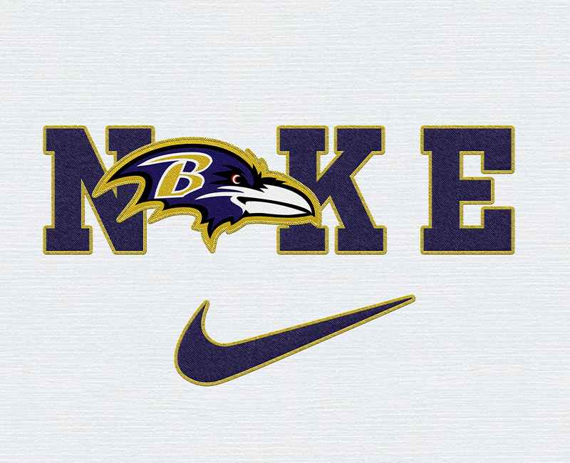 Nike Baltimore Ravens Embroidery Effect, Nike Svg, Football | Inspire ...