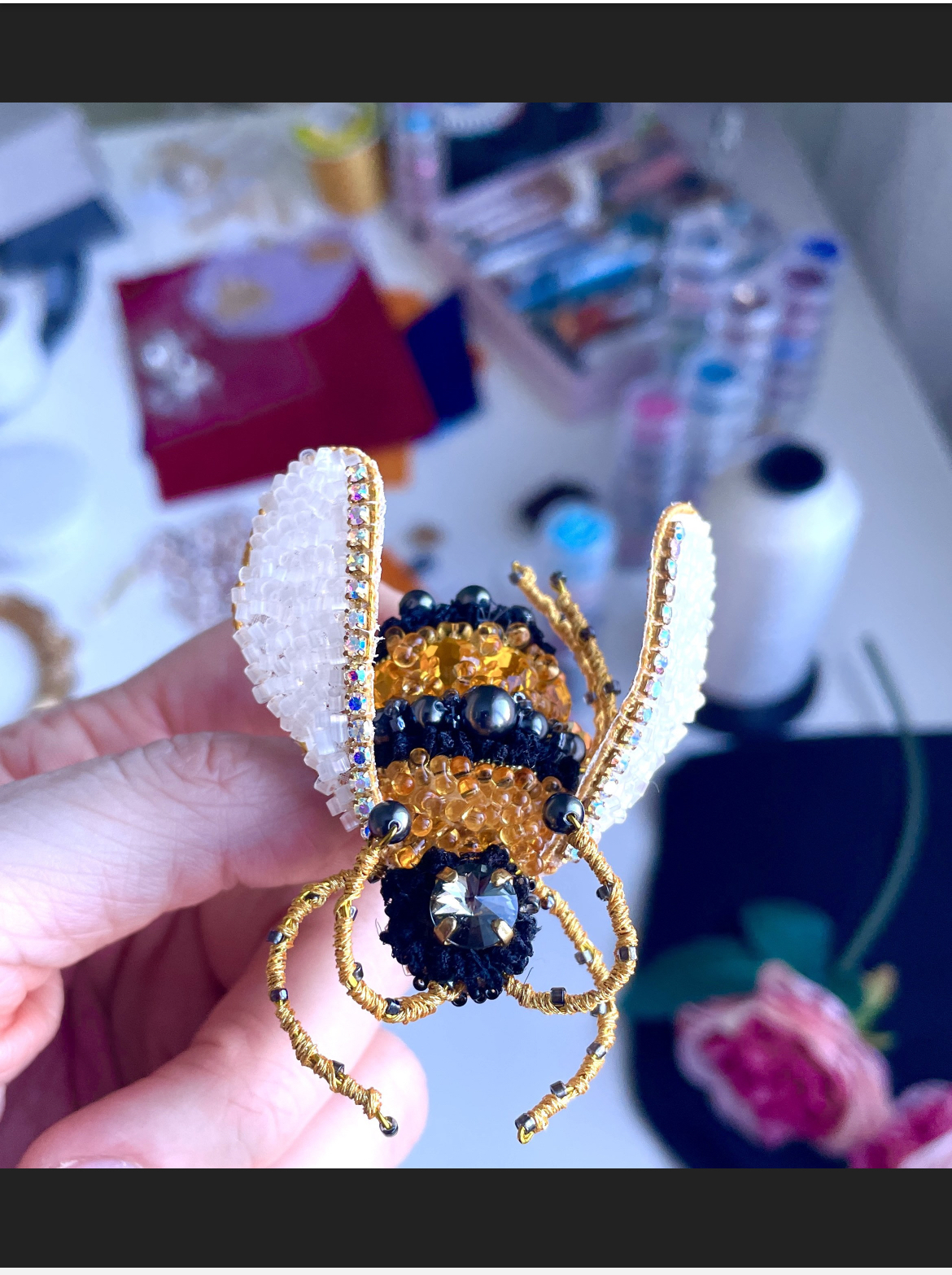 Beaded embroidered bee pin brooch, whimsical artisanal garde | Inspire ...