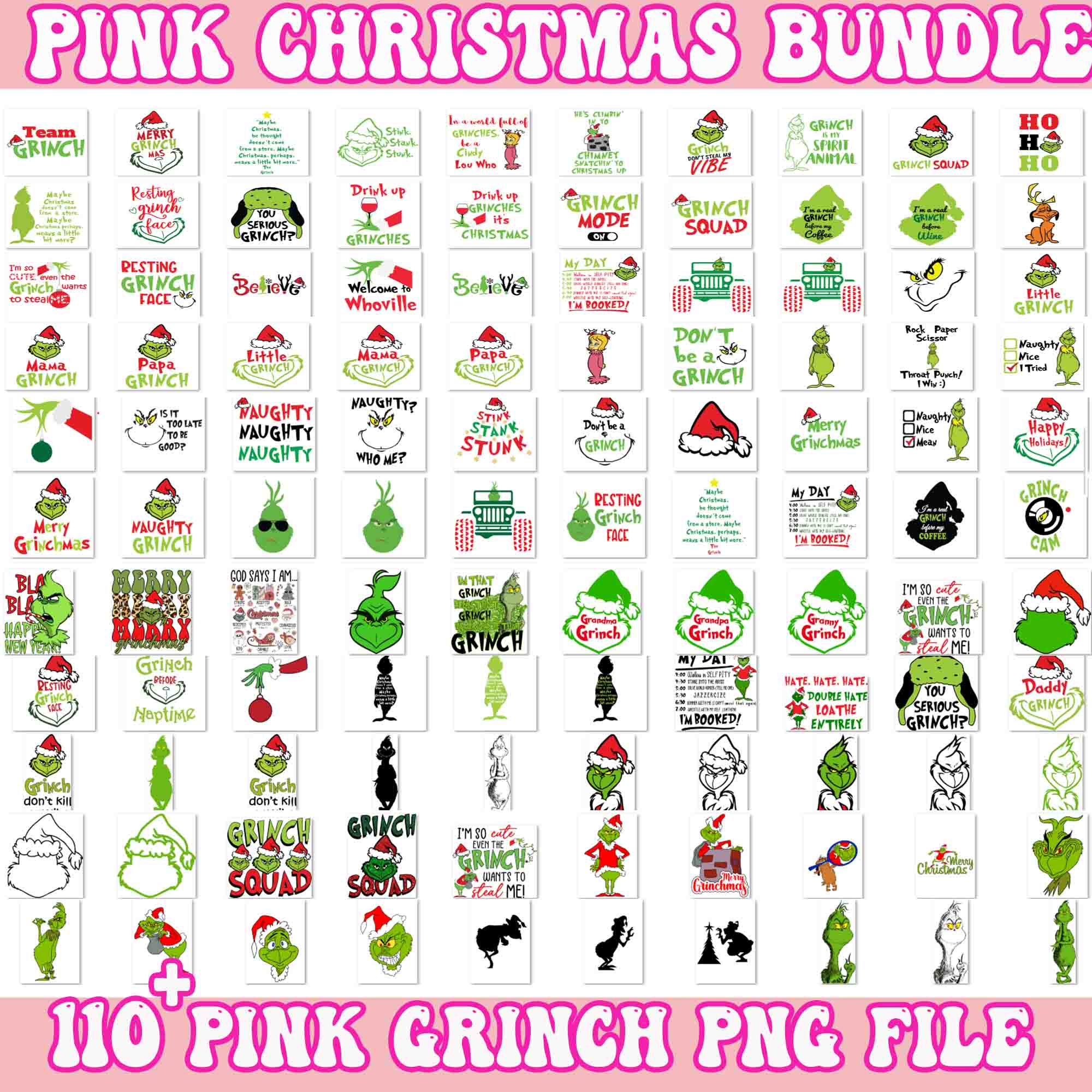 110 File Grinch Christmas Bundle, Grinch Bundle Png, Pink Ch | Inspire ...