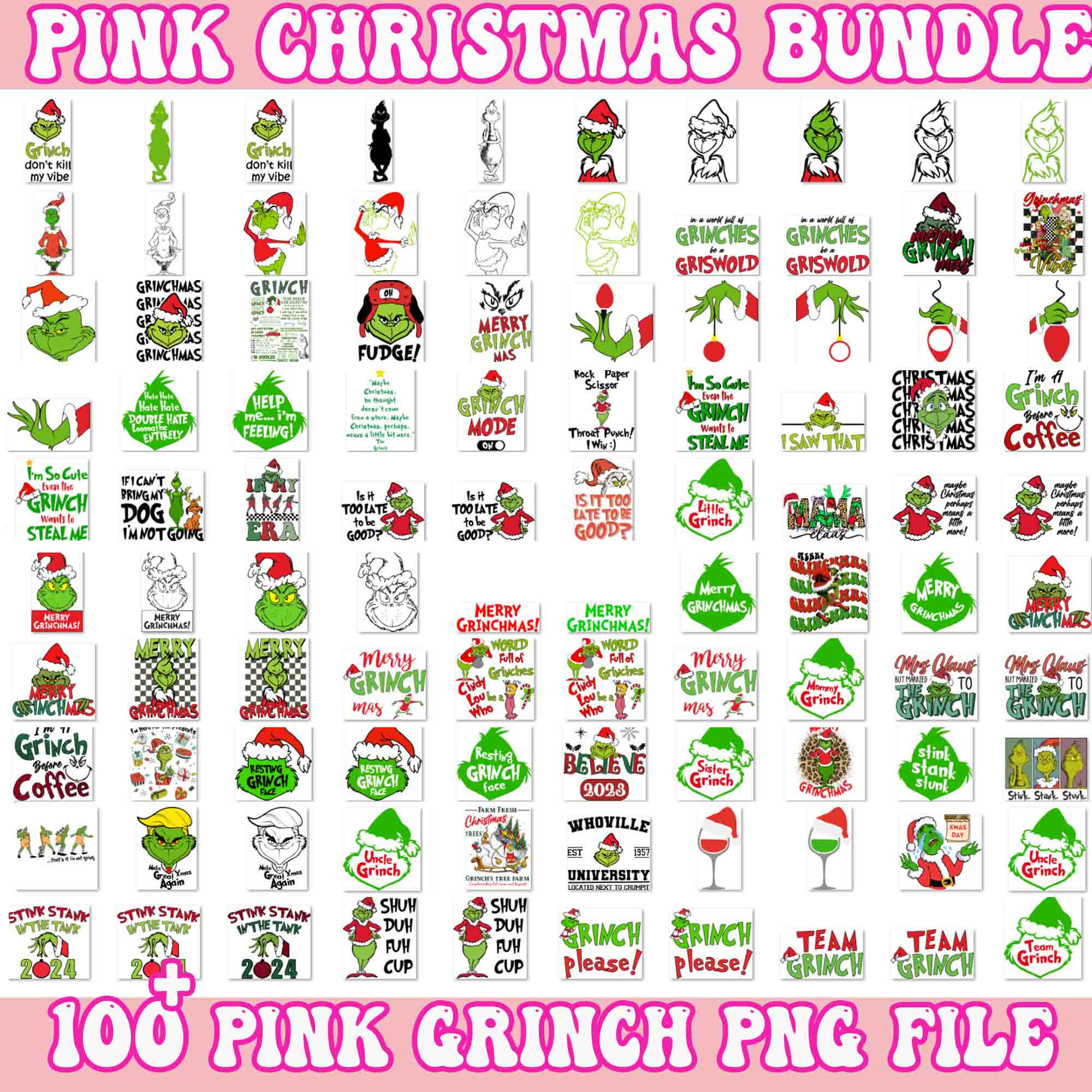 100 File Grinch Christmas Bundle, Grinch Bundle Png, Pink Ch | Inspire ...
