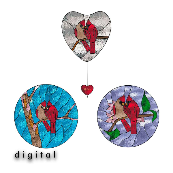 Cardinal love Stained Glass Pattern - Inspire Uplift
