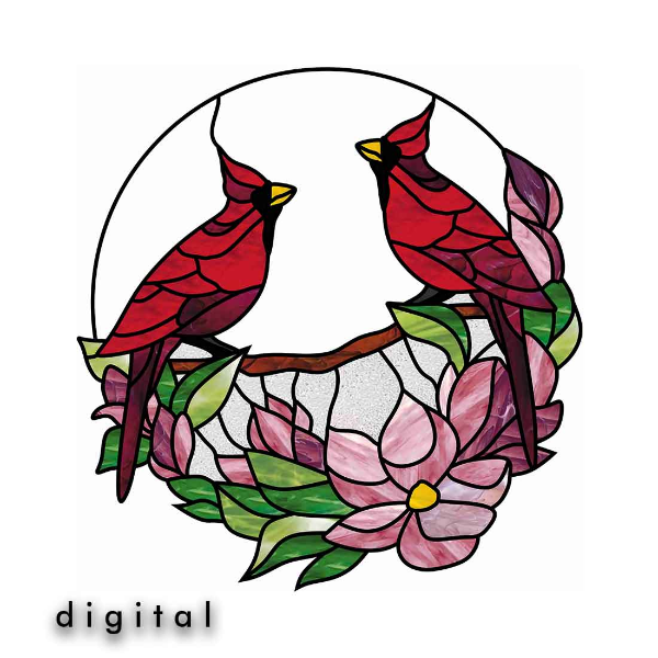 Two Cardinal Stained Glass Pattern - Inspire Uplift