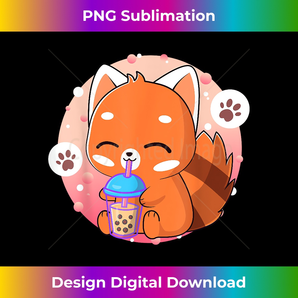 Kawaii Anime Red Panda Drinking Boba Bubble Tea - Urban Subl - Inspire ...