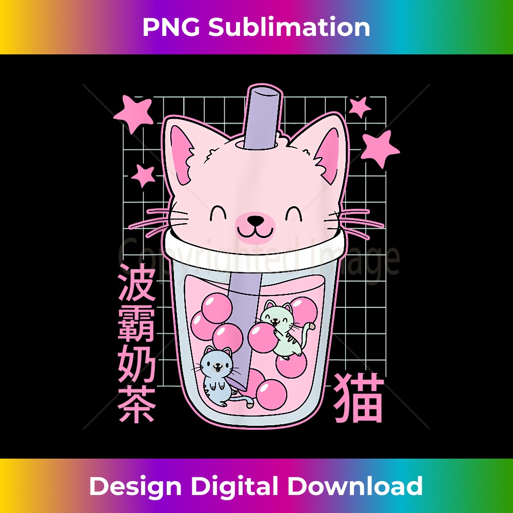 Kawaii Cat Bubble Tea Boba Japan Kitty - Edgy Sublimation Di - Inspire ...