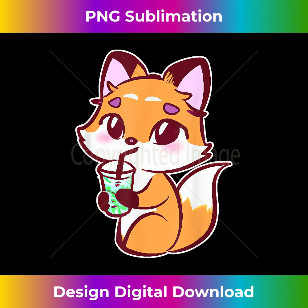 Anime Fox Drinking Bubble Tea Kawaii - Sublimation-Optimized - Inspire ...