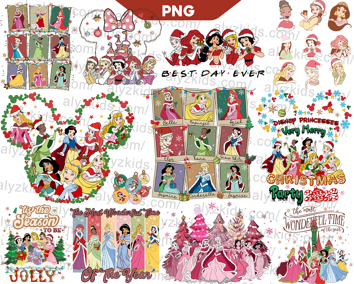 Princess Christmas Clipart Bundle, Christmas svg cut files f - Inspire ...