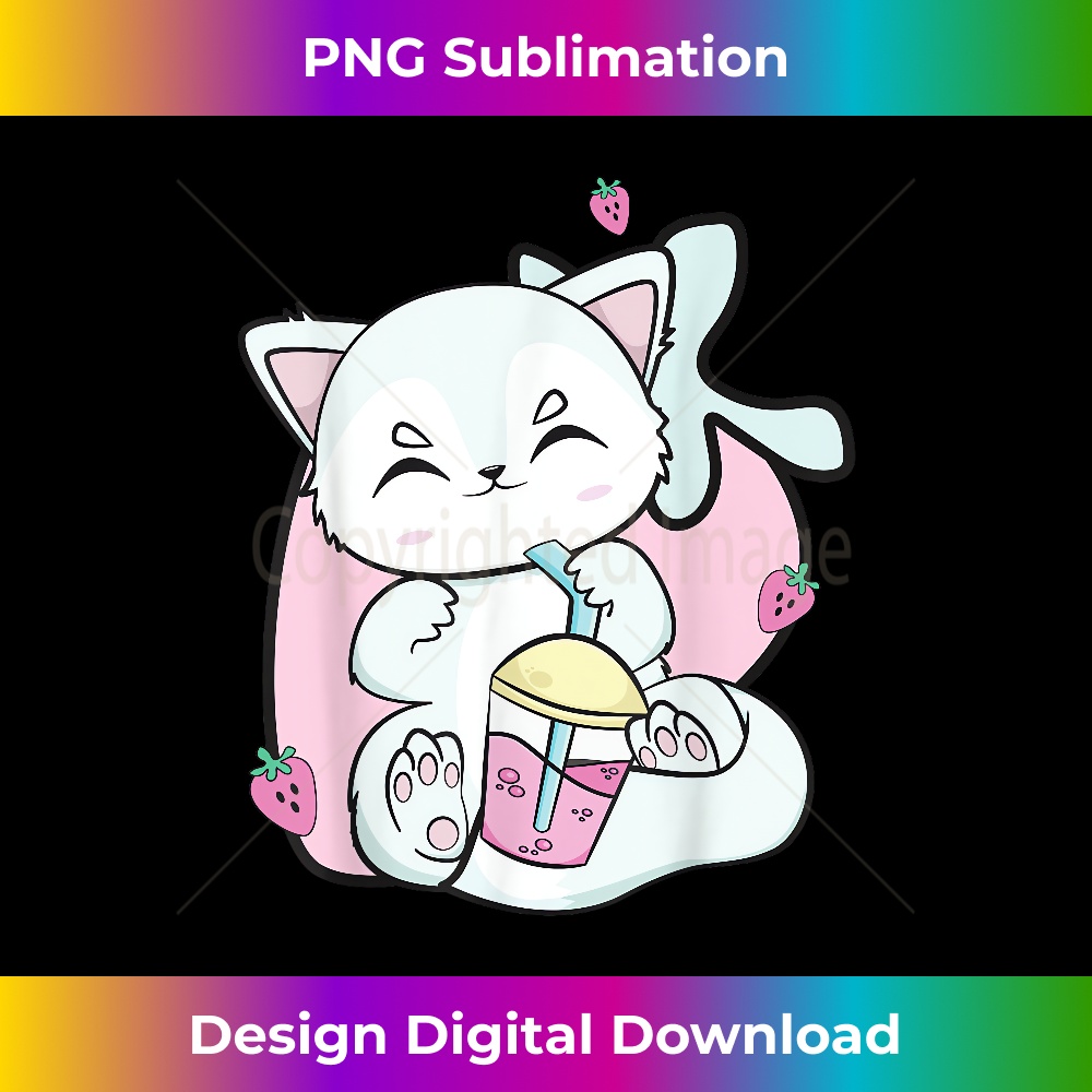 Cute Arctic Fox Drinks Strawberry Milk And Boba Bubble Tea - | Inspire ...