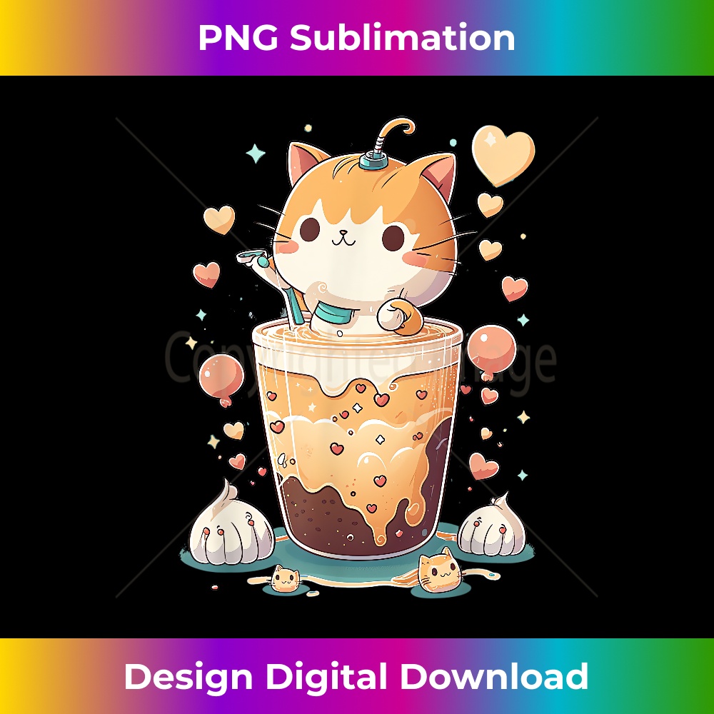 Cat Boba Tea kawaii Kitty Bubble Tea Anime - Bohemian Sublim - Inspire ...