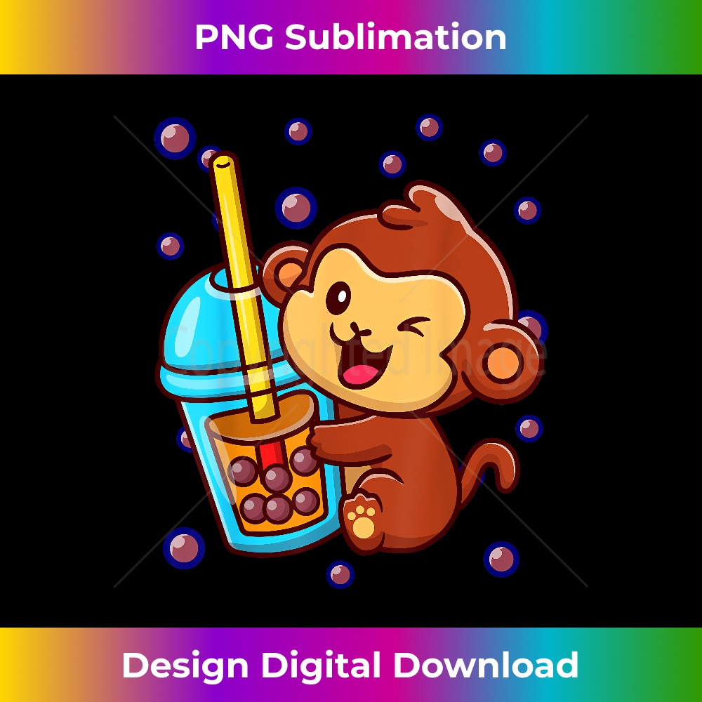 Monkey Blue Boba Tea Bubble Tea Milk Cute Anime Japanese - L - Inspire ...