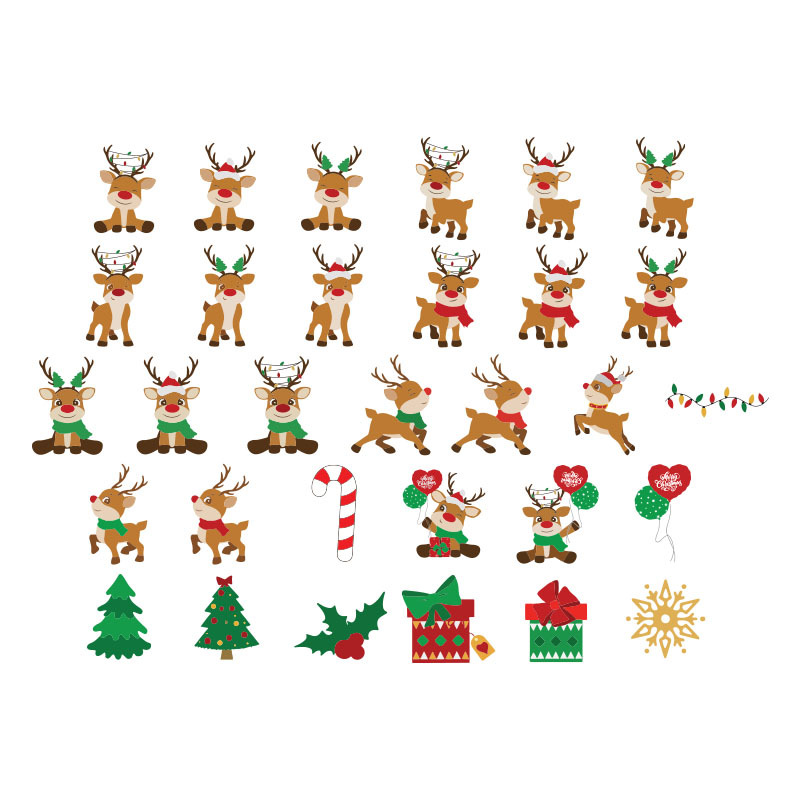 Christmas Reindeer bundle, Christmas Clipart, Reindeer Clipa | Inspire ...
